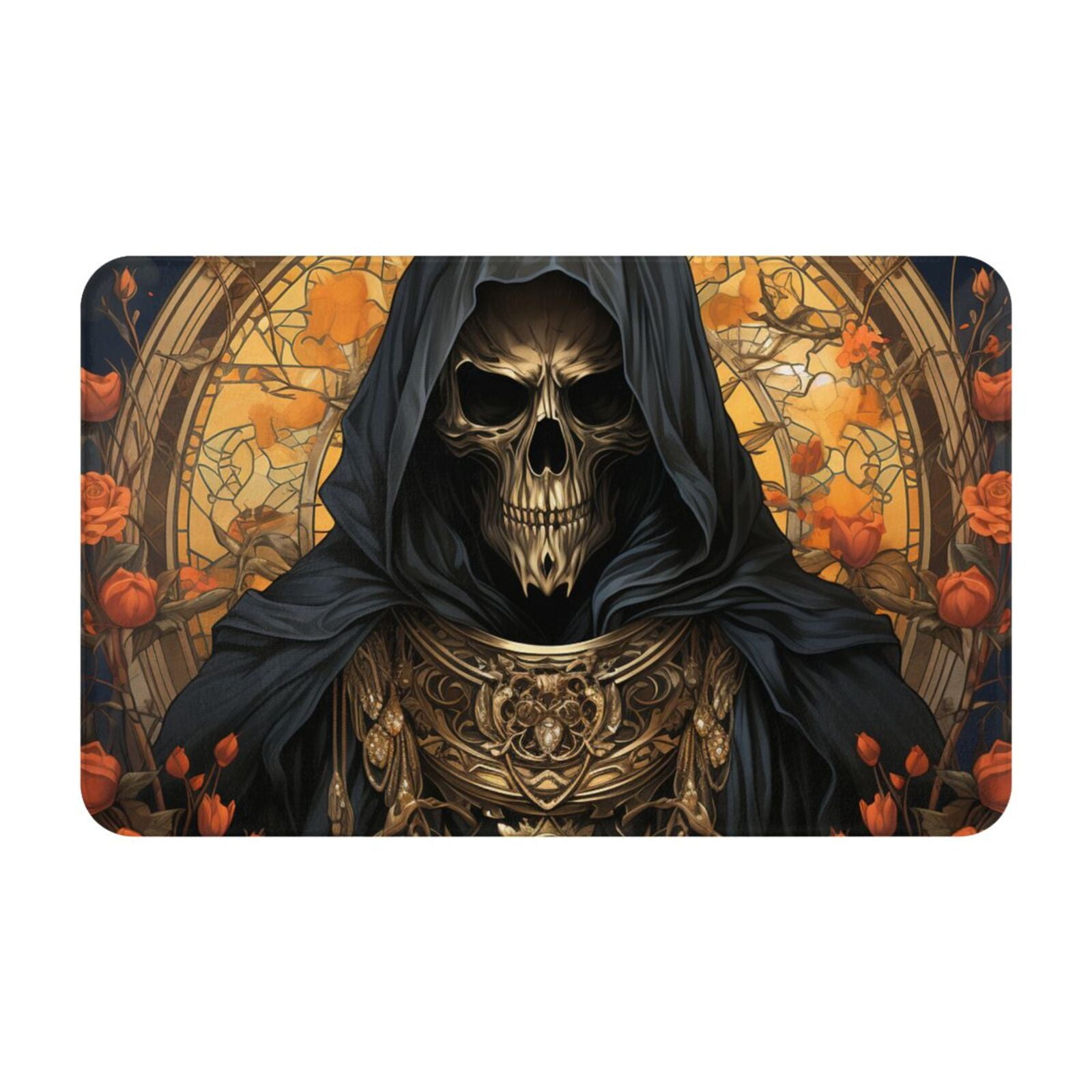 Cool Death Skull Grim Reaper Art Front Door Mat Doormat Non Slip Bath ...