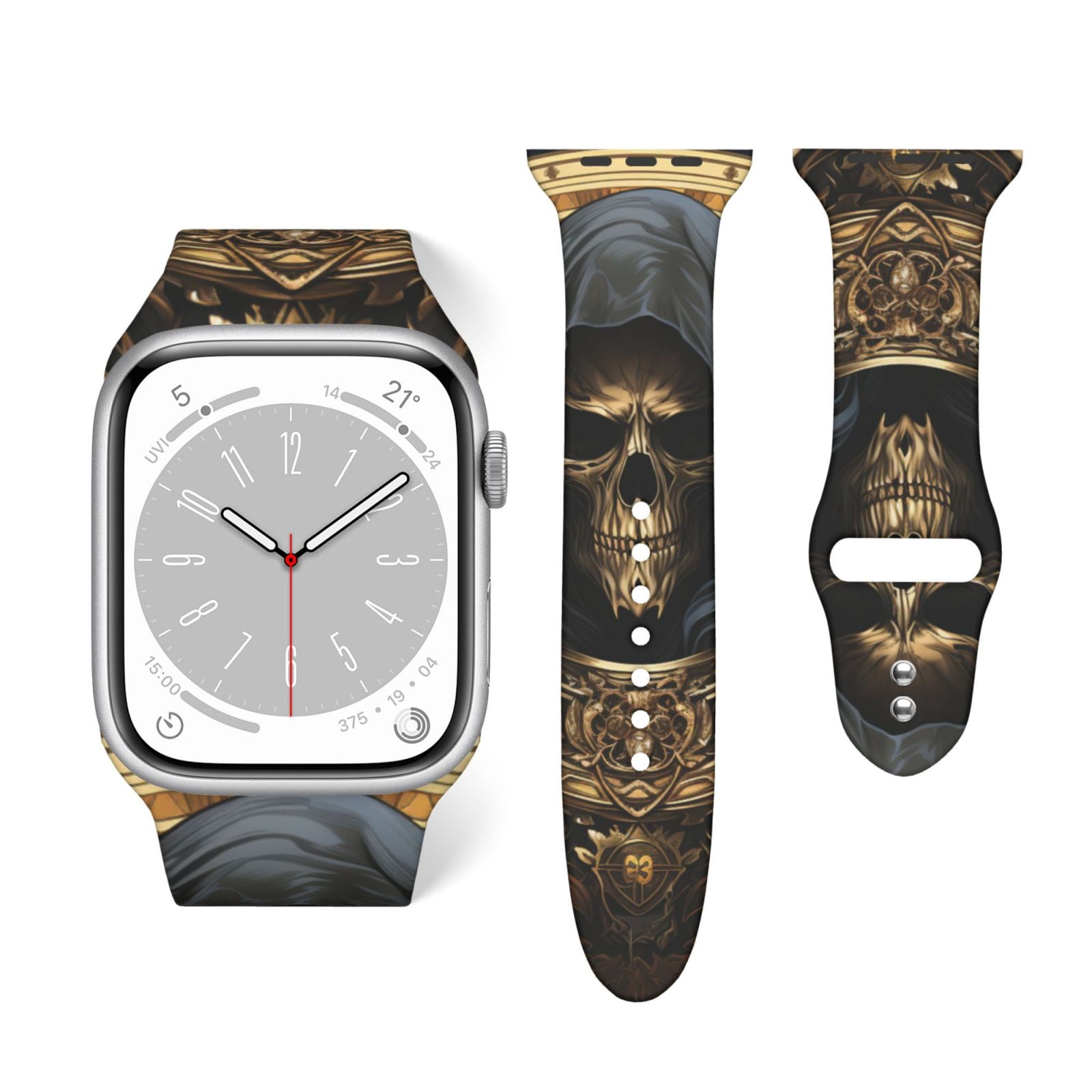 Cool Death Skull Grim Reaper Art Soft Silicone Sport Band 42mm44mm ...