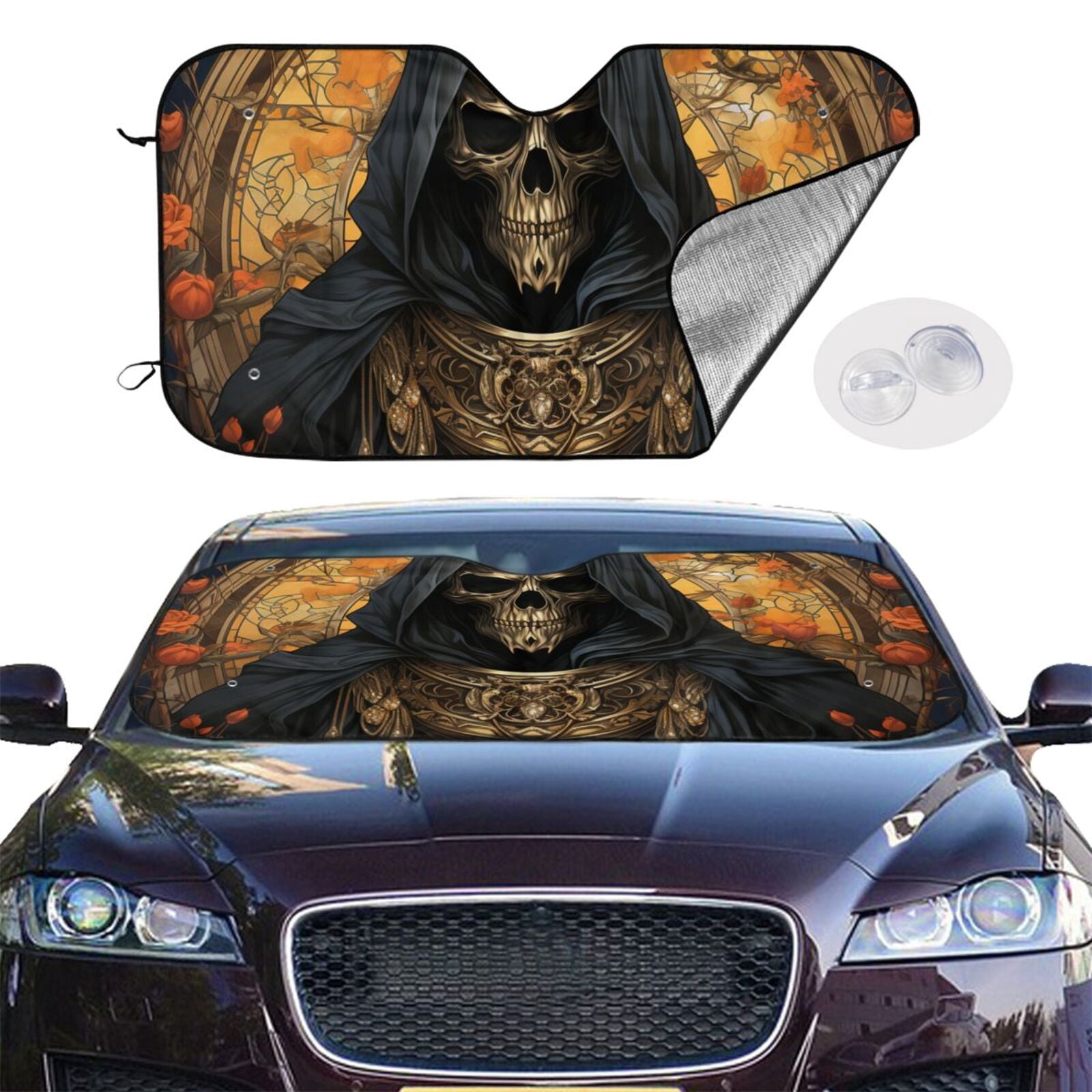 Cool Death Skull Grim Reaper Art Windshield Sunshade Sun Shade Front ...