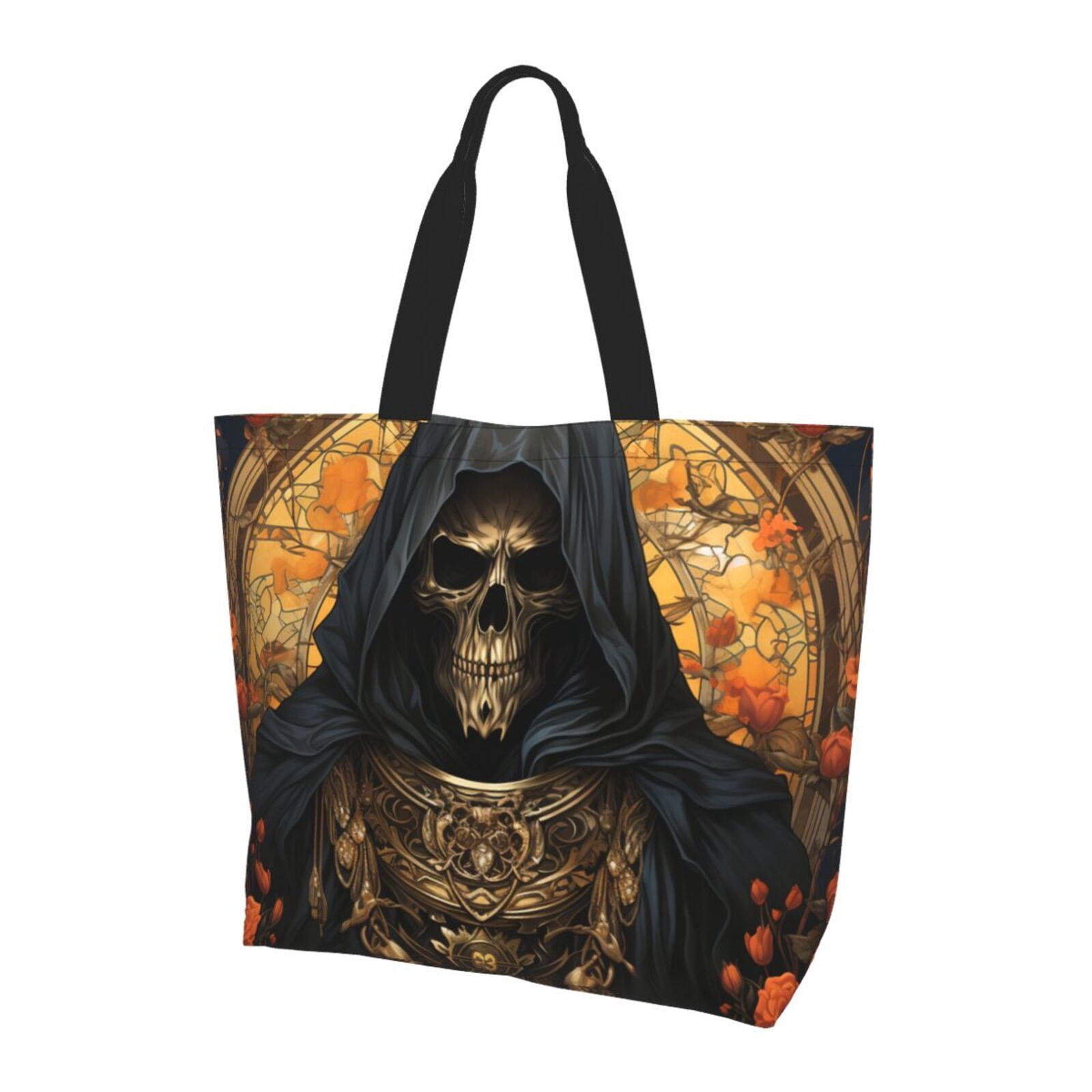 Cool Death Skull Grim Reaper Art Women Reusable Bag Large Shoulder ...