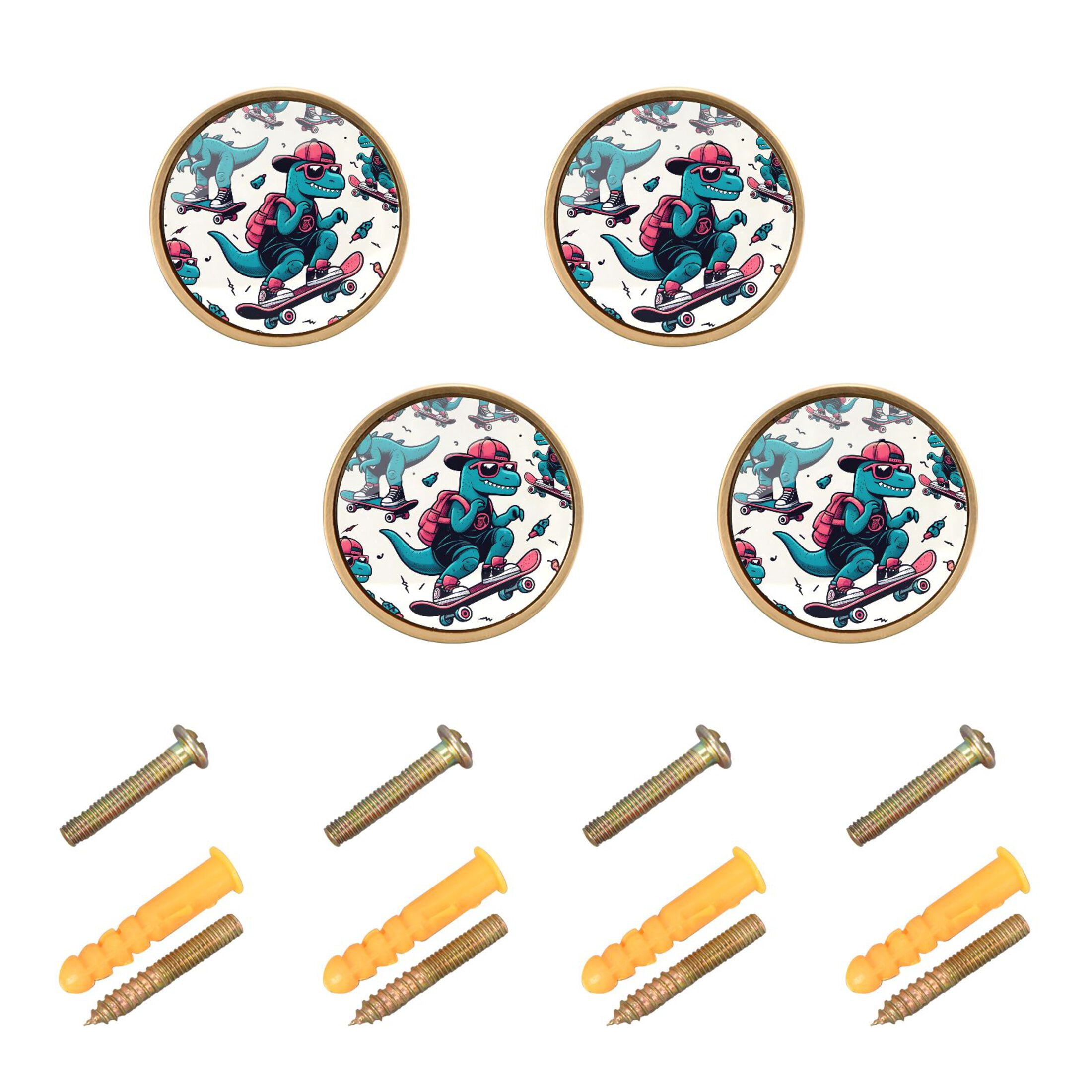 Cool Dinosaur Skating Cabinet Knobs Sets Kitchen Pulls Dresser Drawer ...