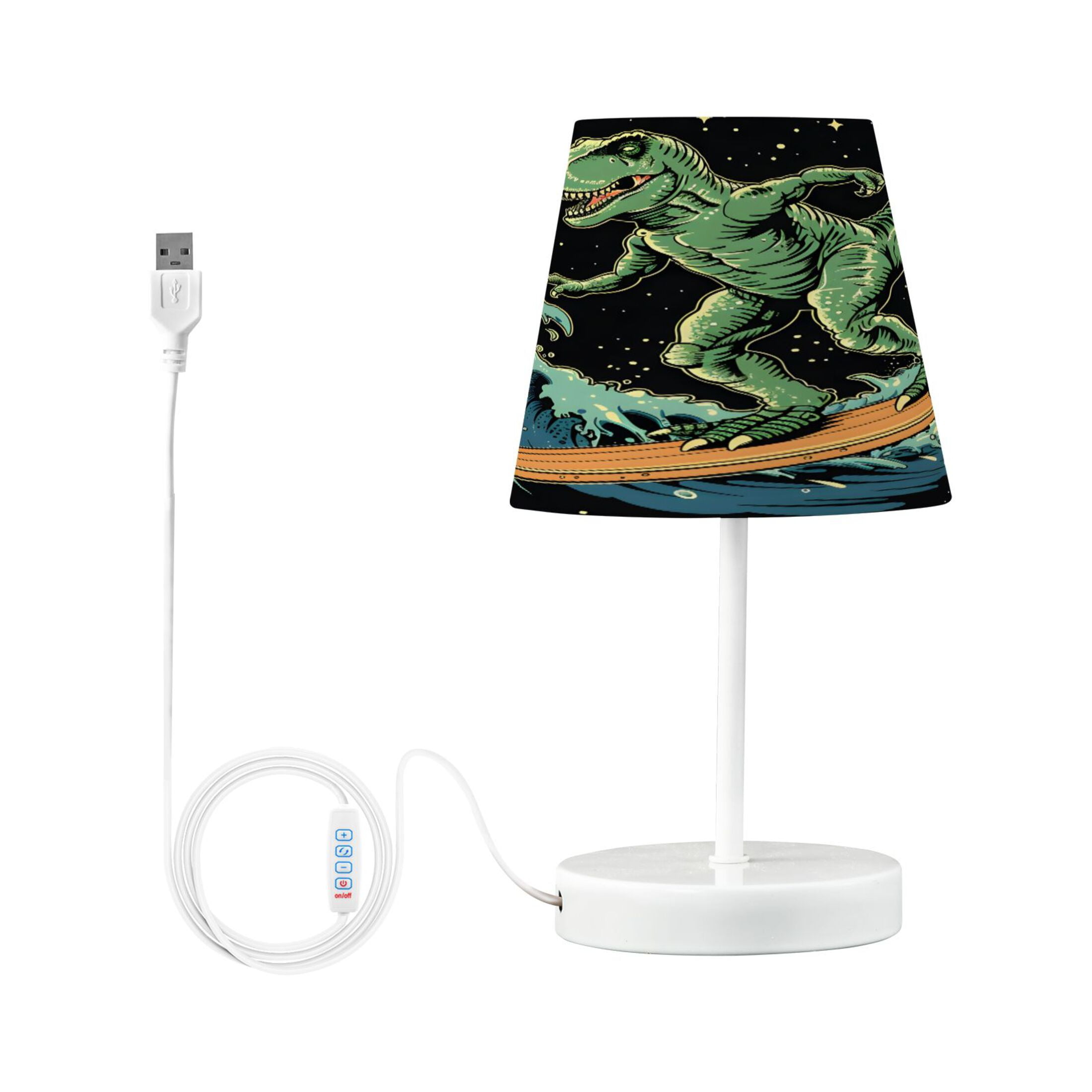 Cool Dinosaur in Space Desk Lamp LED Table Nightstand Lamps with 3 ...