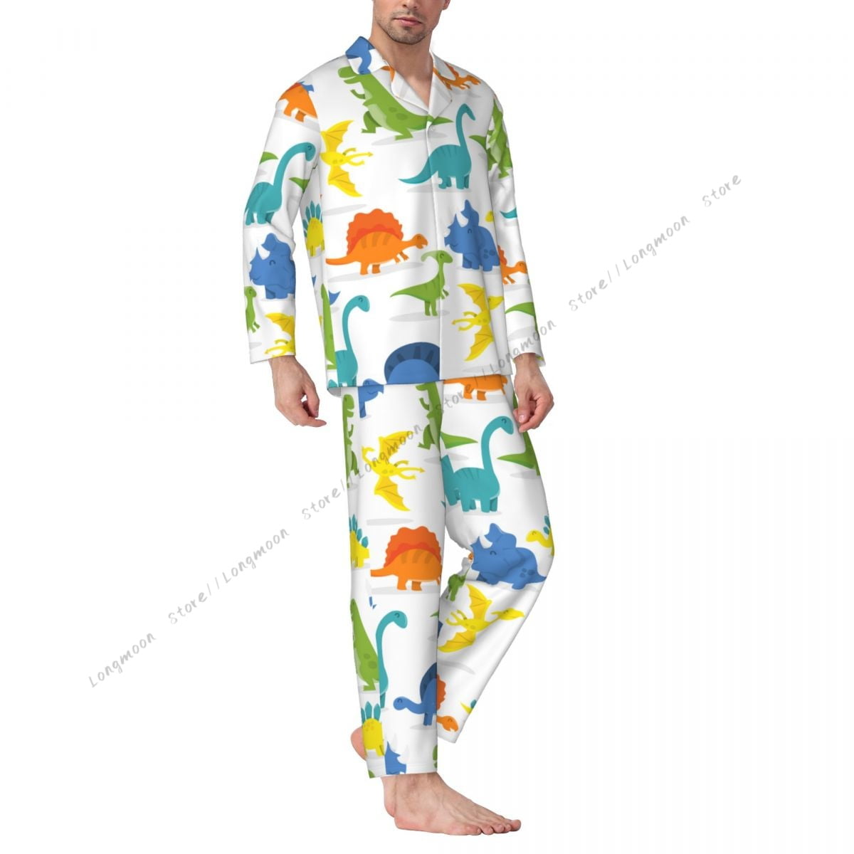 Cool Dinosaurs Men Pajamas Long Sleeve Male Sleepwear Suit Set Homewear ...