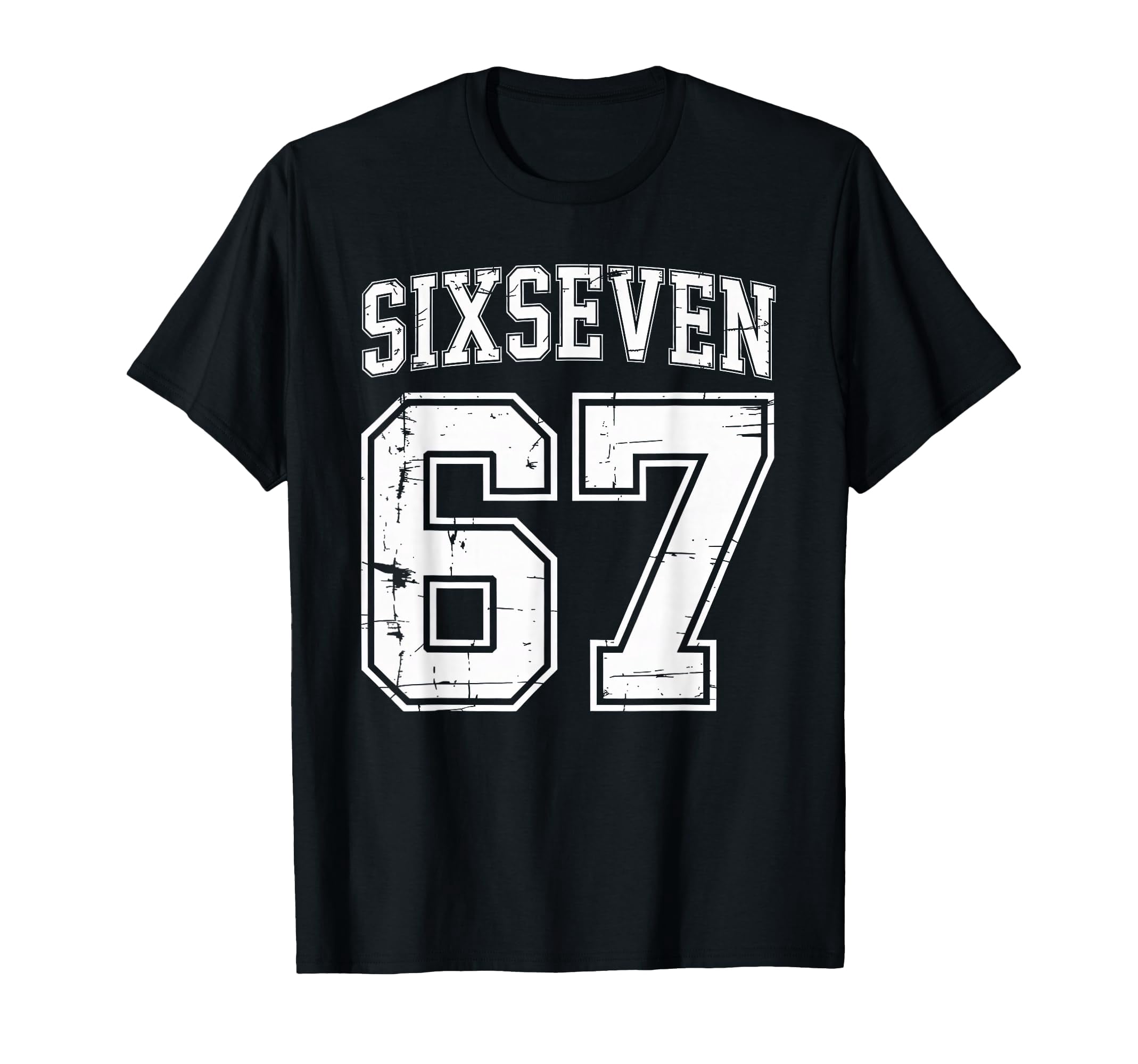 Cool Distressed Six-Seven Design T-Shirt for Trendy Meme Sports ...