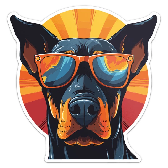 Cool Doberman Pinscher Dog Sticker Phone Decal Water Bottle Stickers ...