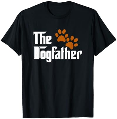 Cool Dog Dad T-Shirt Featuring 'The Dogfather' Design with Orange Paw ...