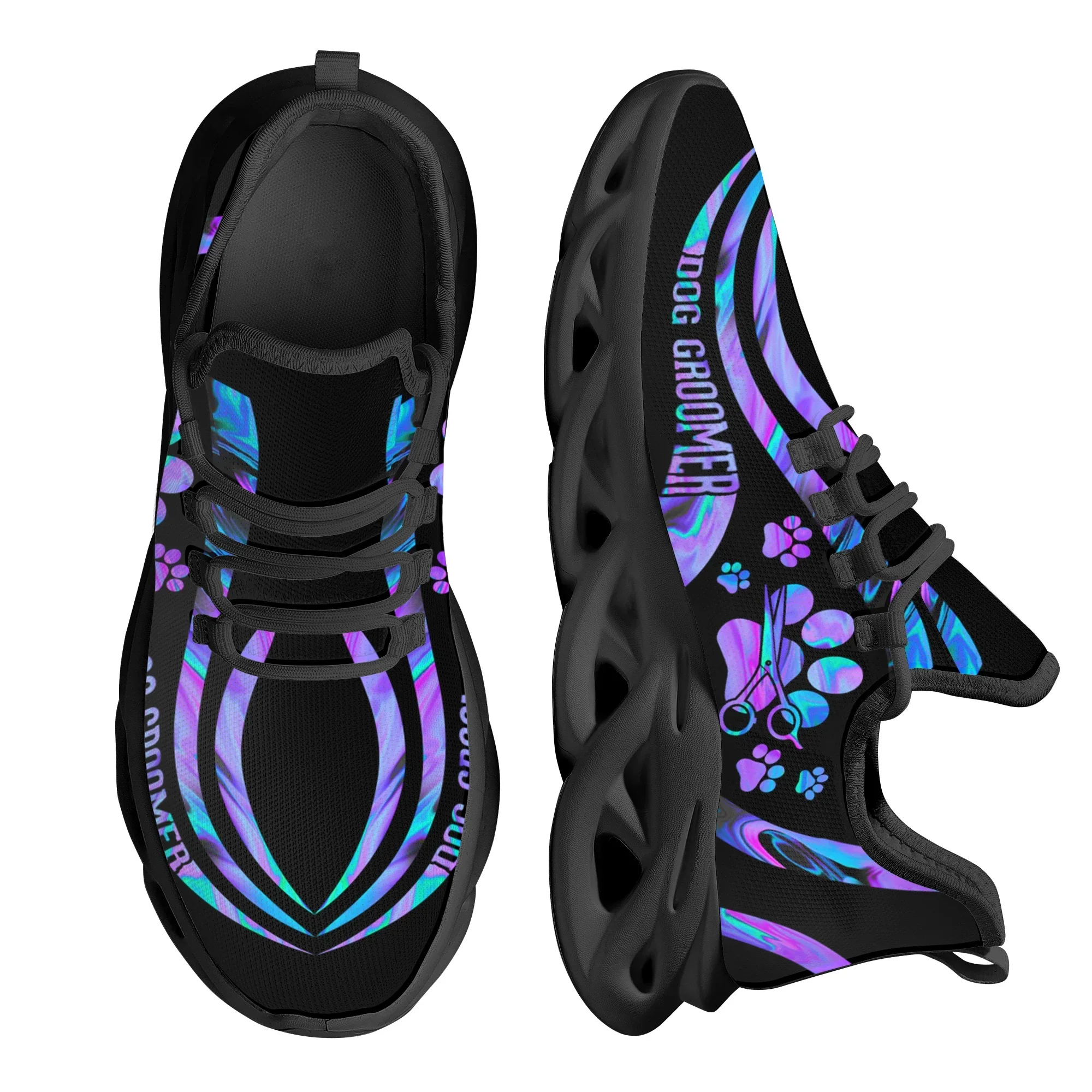 Cool Dog Footprint uflage Printing Flat Shoes for Women Breathable Soft ...