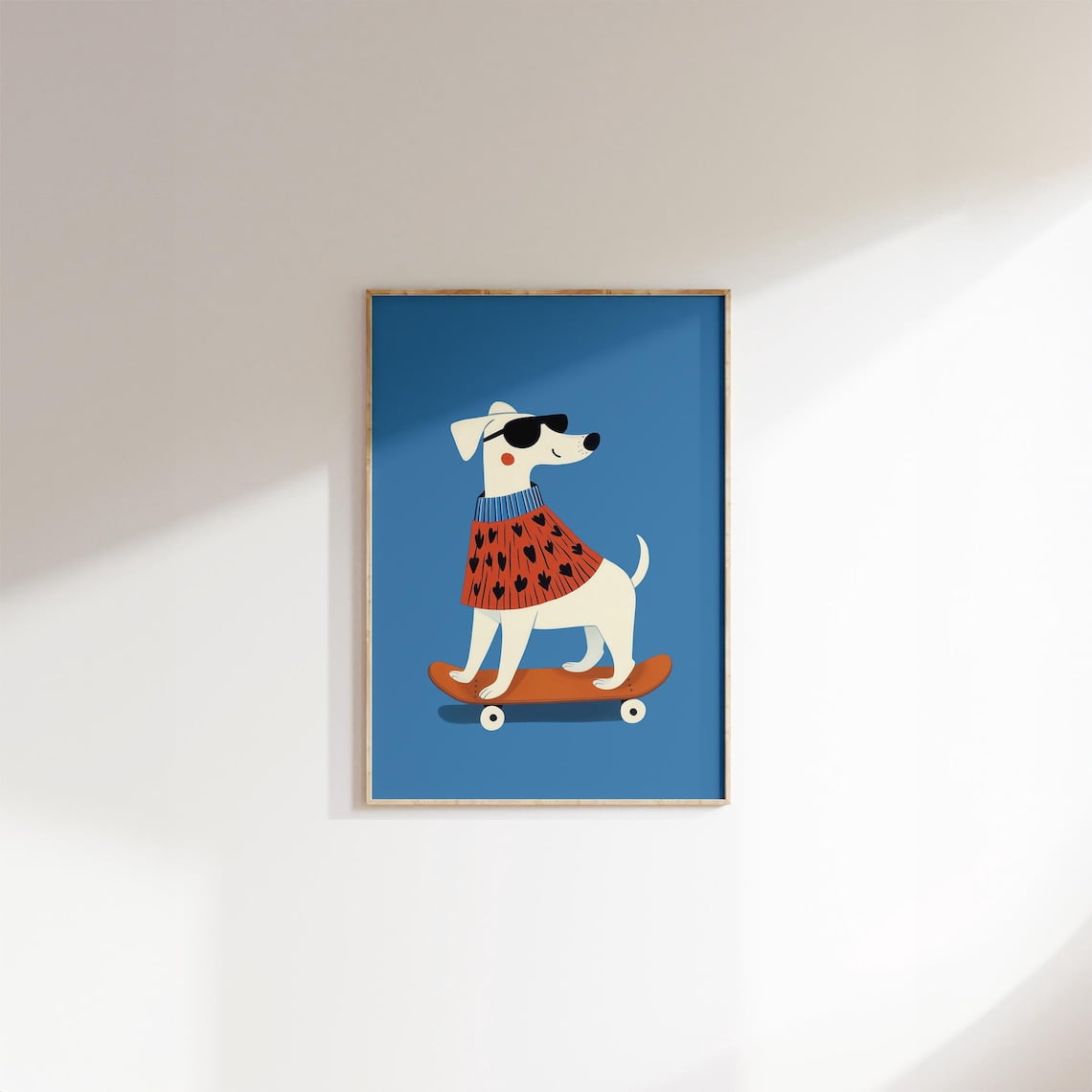 Cool Dog On Skateboard Art Poster Fun Animal Poster For Room Whimsical ...