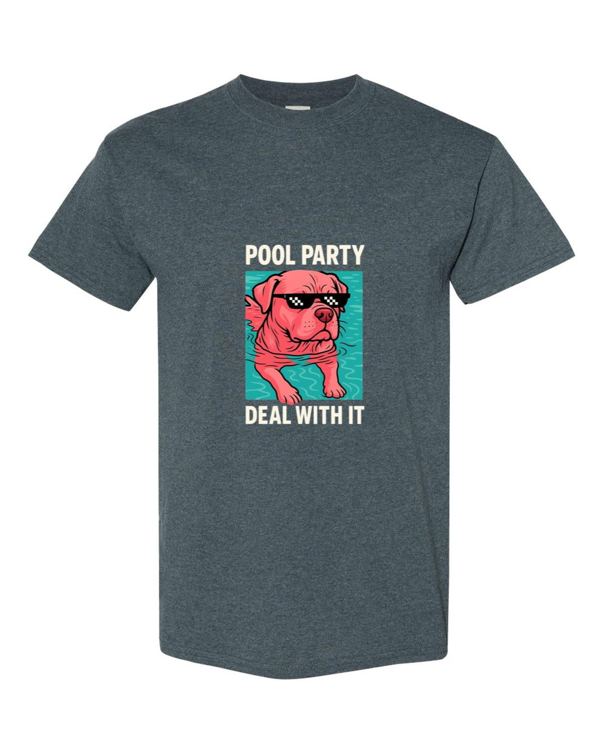 Cool Dog Pool Party Deal With It Sunglasses Funny Meme T-Shirt, for men ...