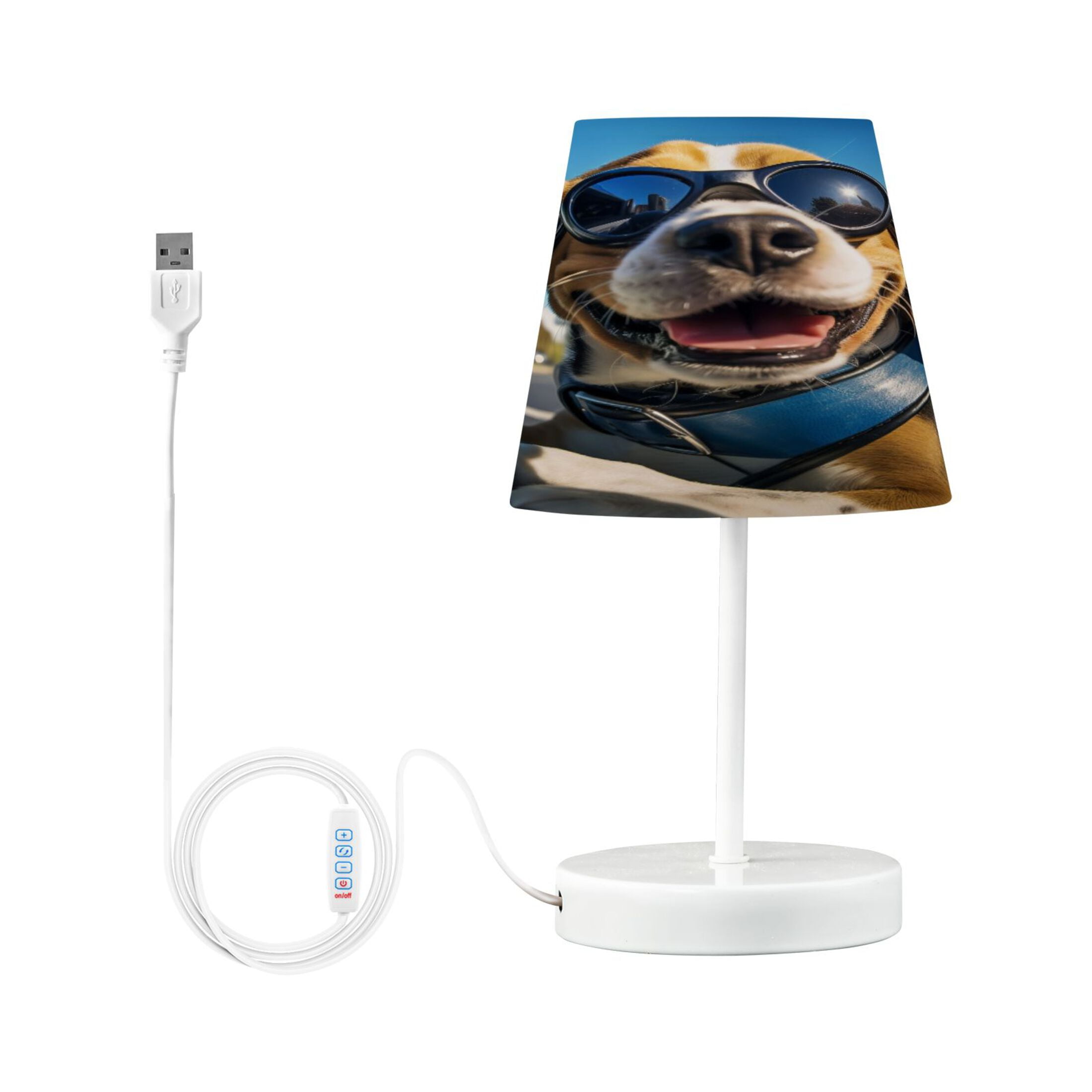 Cool Dog on Car Desk Lamp LED Table Nightstand Lamps with 3 Color ...