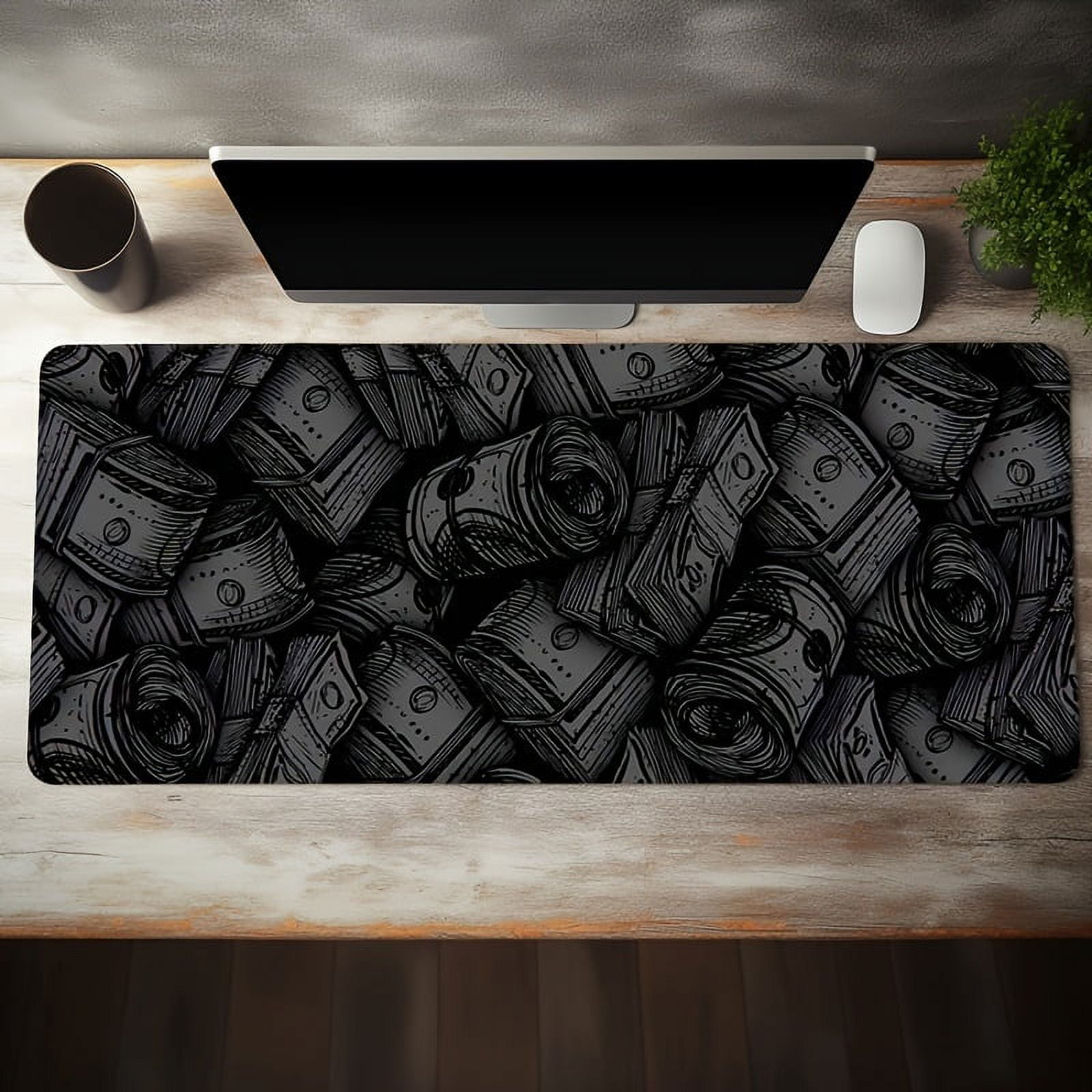 Cool Dollar Mouse Pad, Long Non-slip Waterproof Black And White Mouse ...