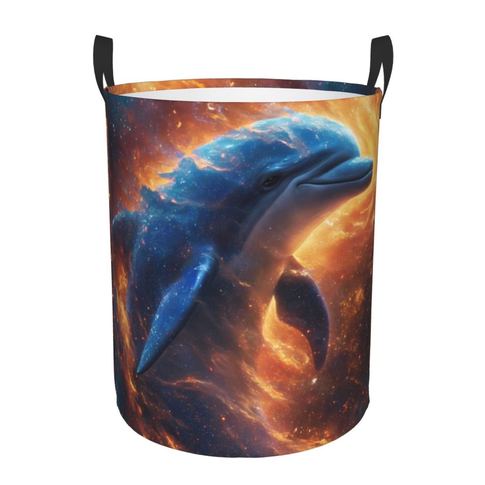 Cool Dolphin Laundry Basket with Handles - Freestanding Laundry Hamper Stands Up Well, Easy ...