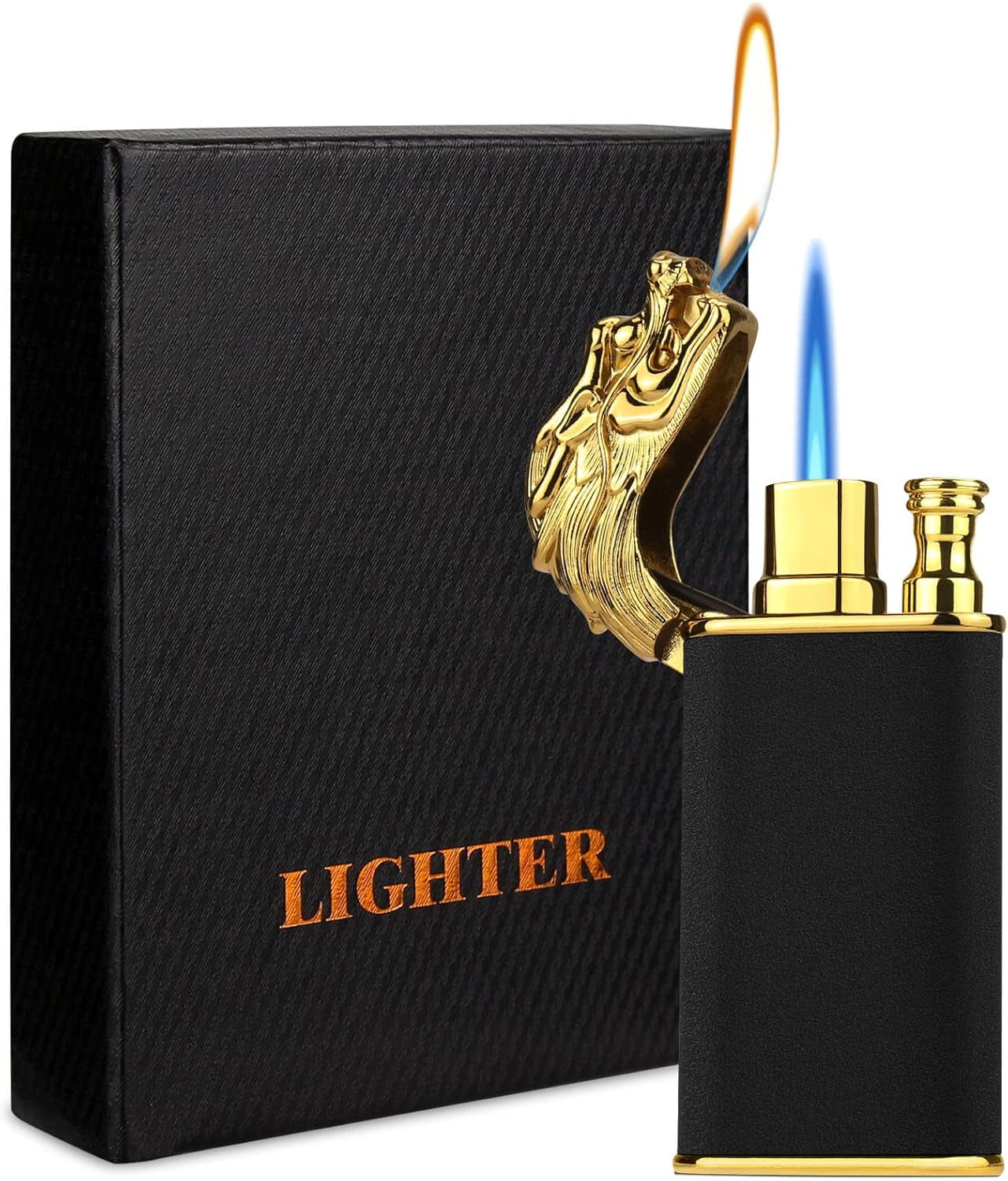 Cool Dragon Dual Flame Lighter - Outdoor Windproof Torch Switchable ...