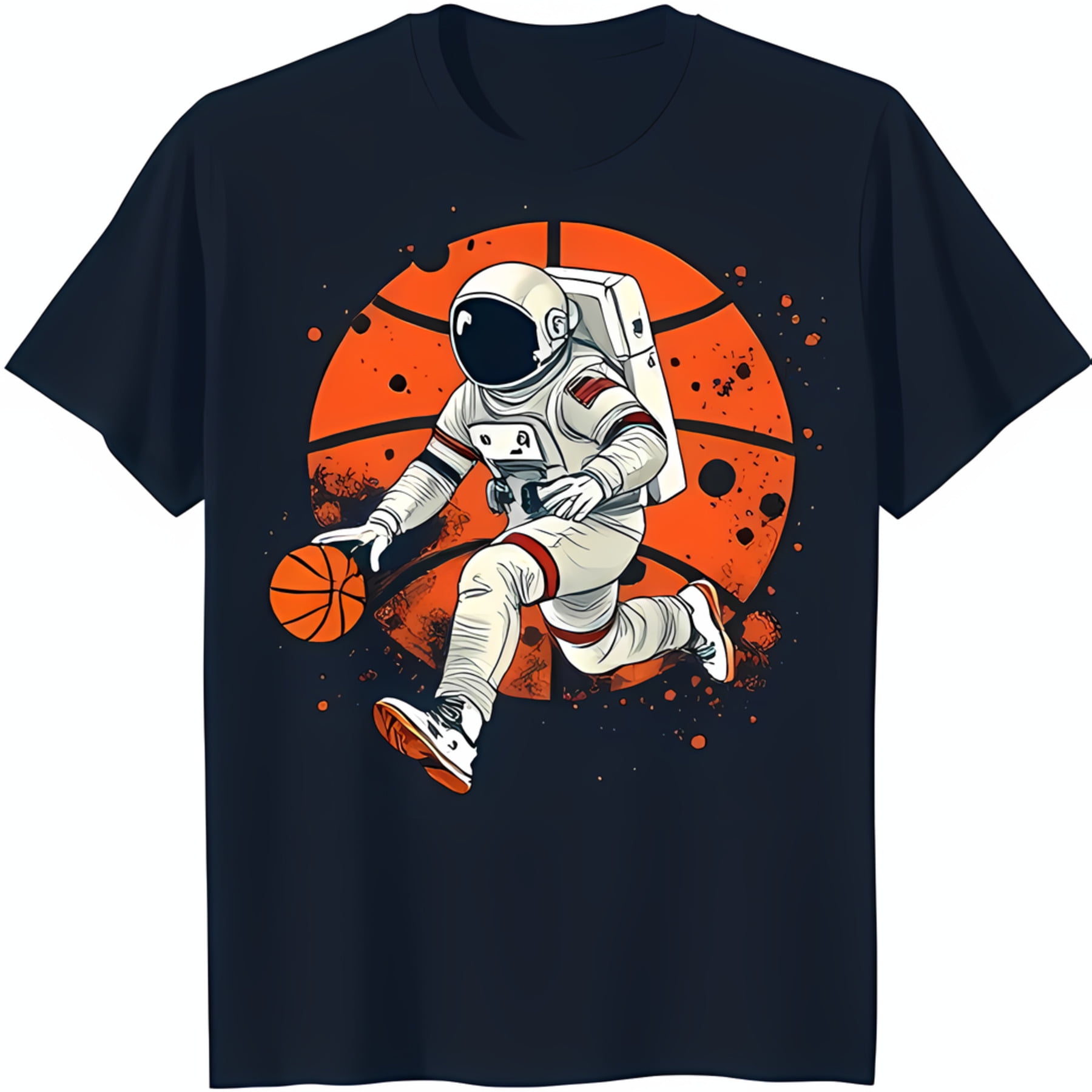 Cool Dribbling Graphic on Black T-Shirt Unique Space Design - Walmart.com