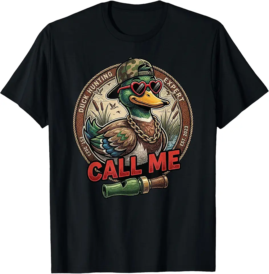 Cool Duck Hunting Expert Call Me Retro Graphic Cotton Unisex Tee ...