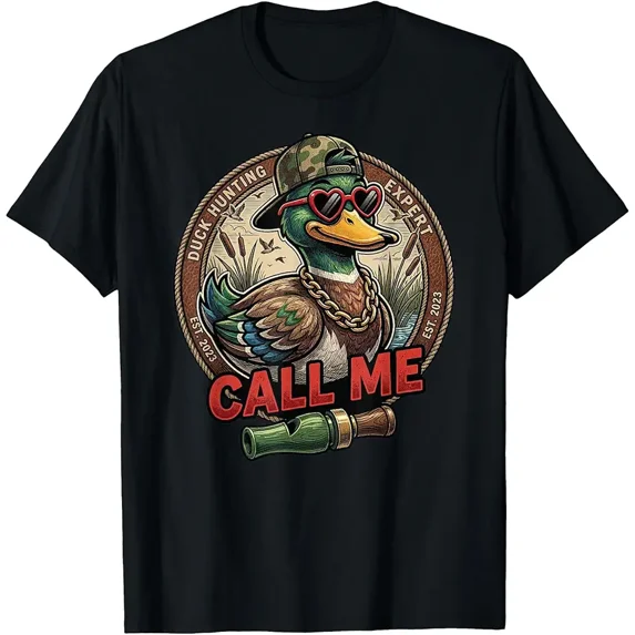 Cool Duck Hunting Expert Call Me Retro Graphic Cotton Unisex Tee ...