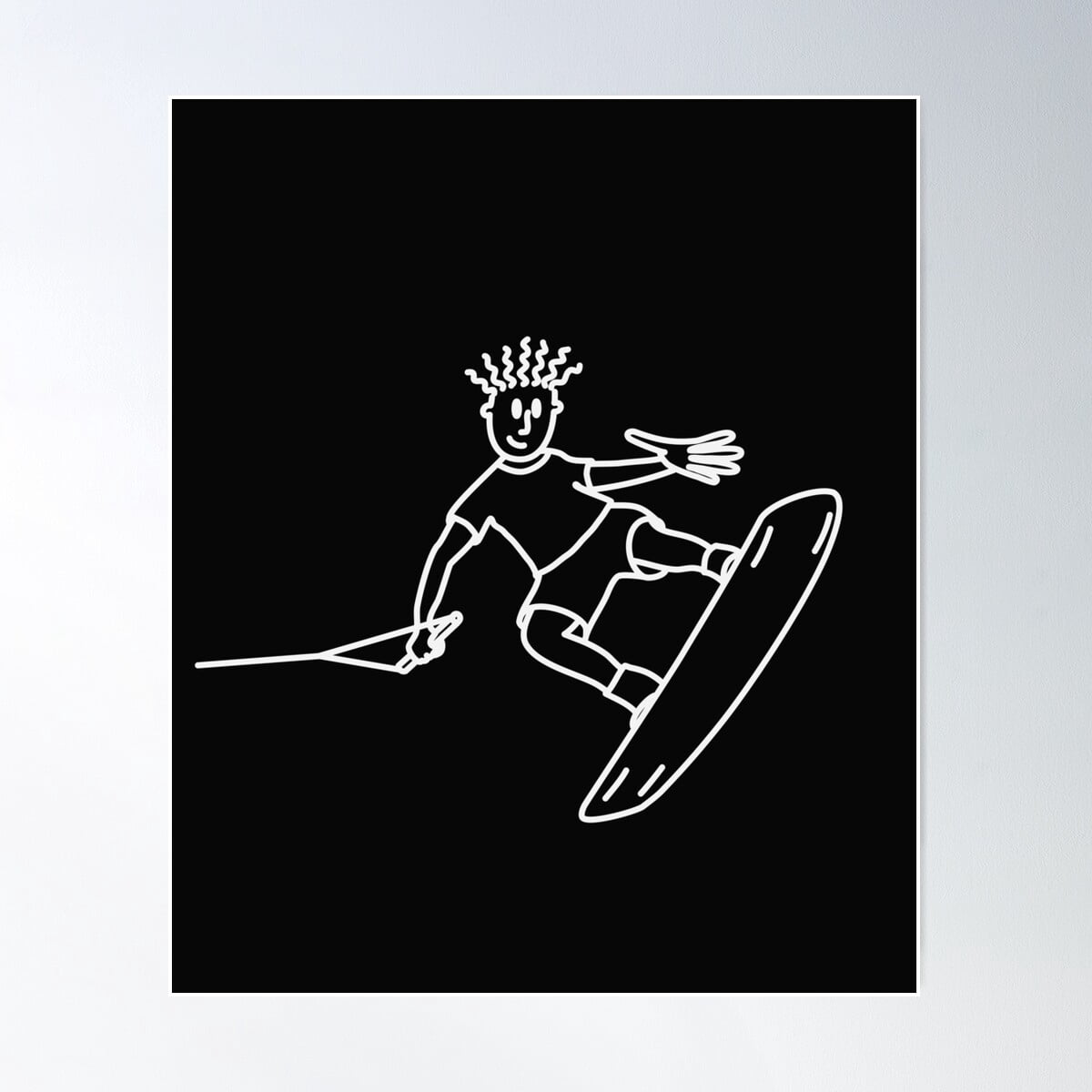 Cool Dude Wake Boarding Poster Wall Art, Modern Wall Decor For Living ...