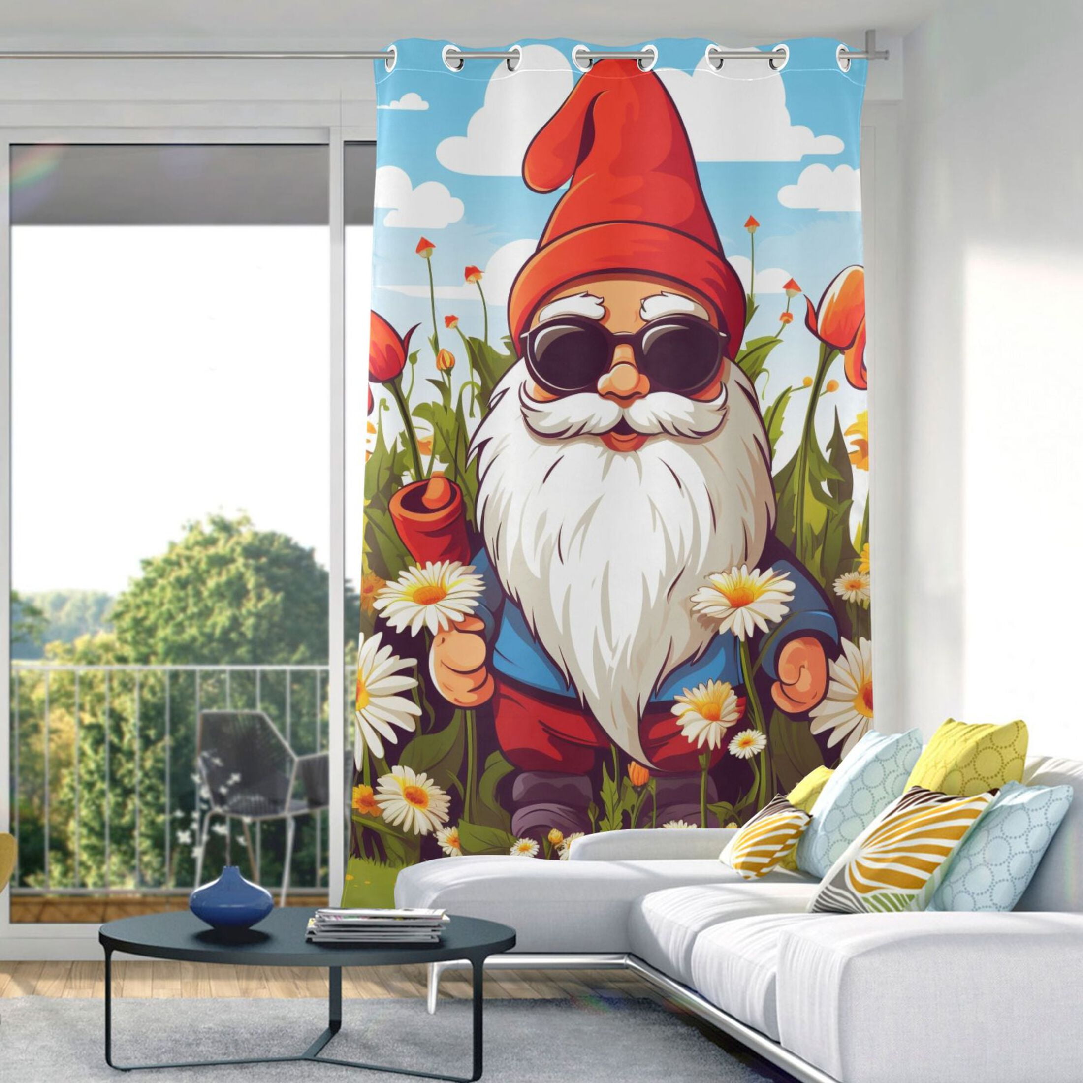 Cool Dwarf with Daisy Flower Blackout Curtains W82 x L52 1 Panel Window ...