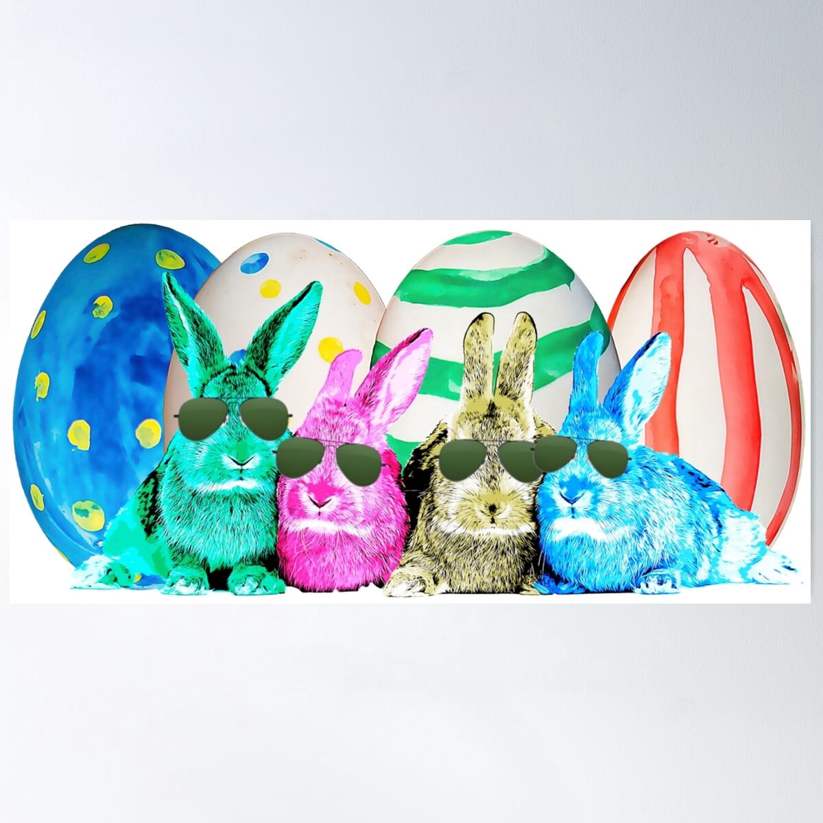 Cool Easter Bunnies Poster Wall Art, Modern Wall Decor For Living Room ...