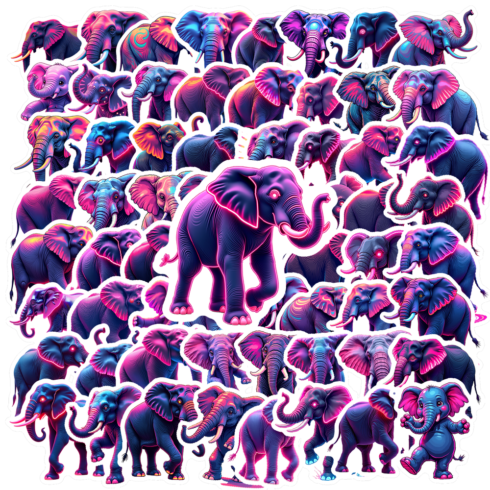 Cool Elephant Theme Stickers, Waterproof Elephant Theme Sticker for ...