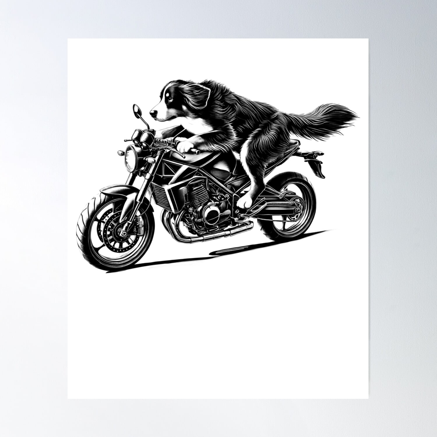 Cool Entlebucher Mountain Dog Riding A Motorcycle Biker Dog Lover Poster Wall Art, Modern Wall ...