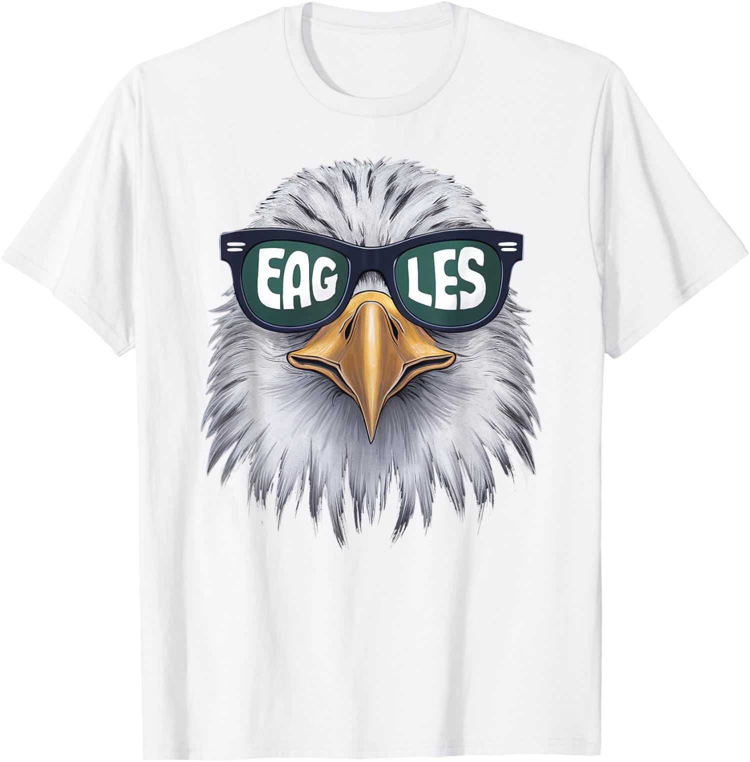 Cool Face Eagles Tee - Vintage Eagles with Sunglasses Retro Style Unisex T-Shirt (White, XX ...