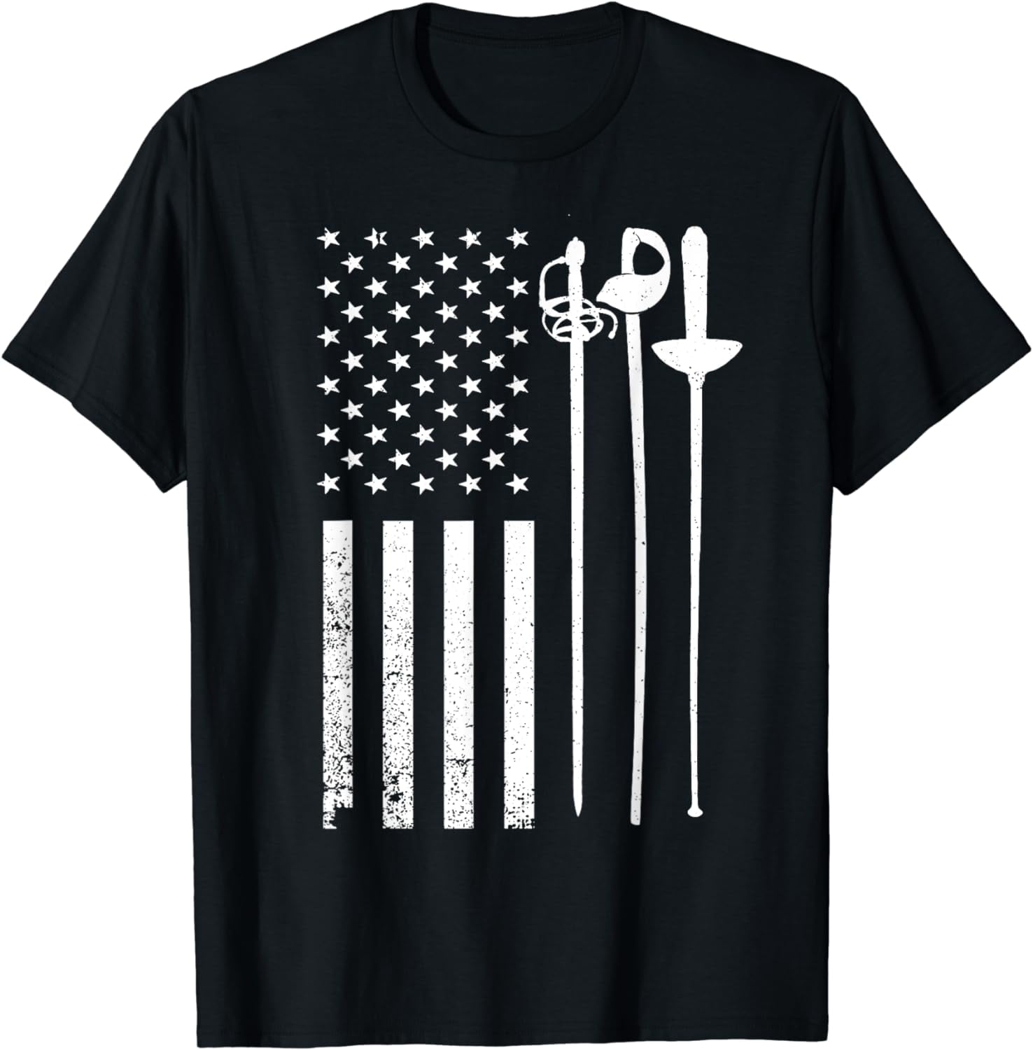 Cool Fencing Art For Men Women American Flag Fencing Coach T-Shirt ...