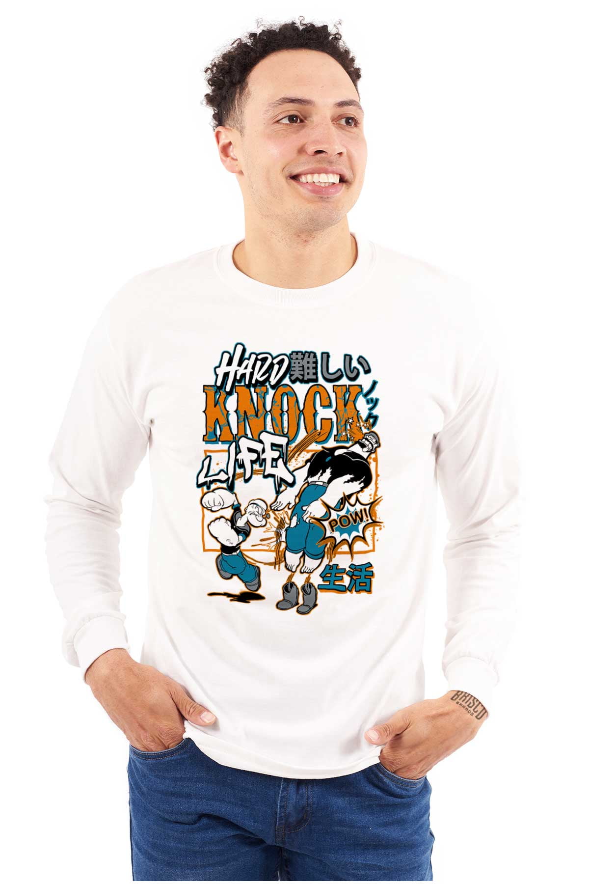 Cool Fighting Popeye Hard Knock Life Men Big & Tall Long Sleeve Tee ...