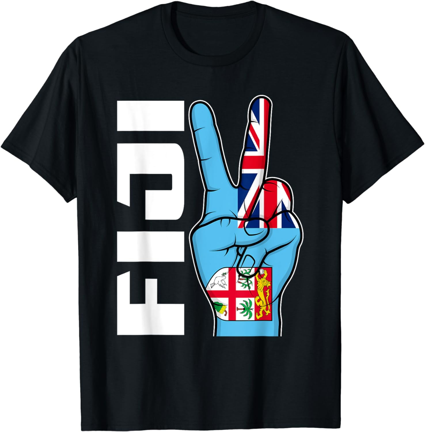 Cool Fiji Flag Victory Two Fingers Patriotic T-Shirt - Walmart.com