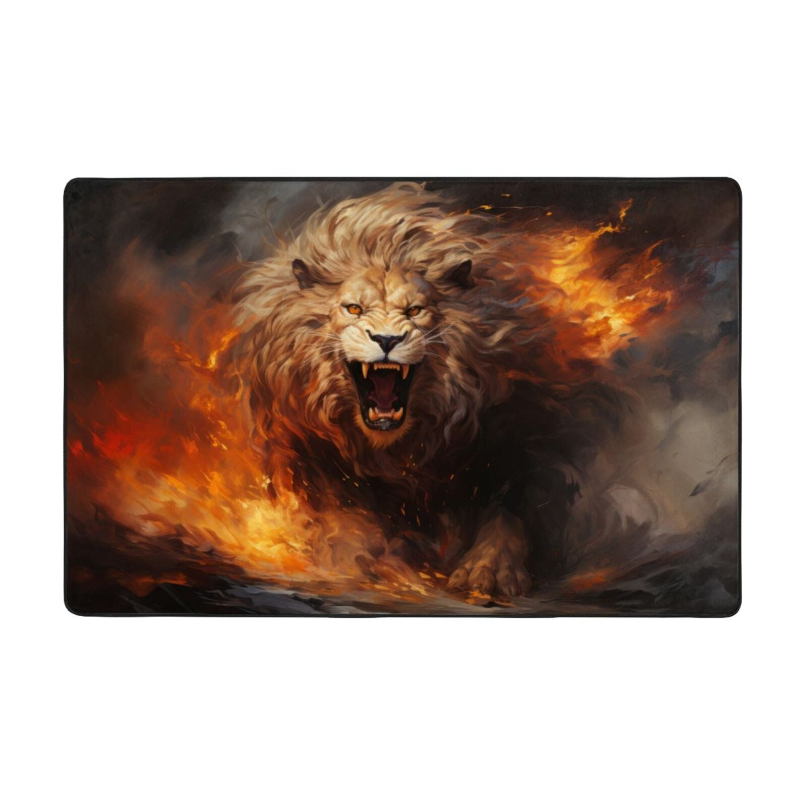 Cool Fire Lion Soft Indoor Outdoor Rug, Washable Rugs for Living Room ...