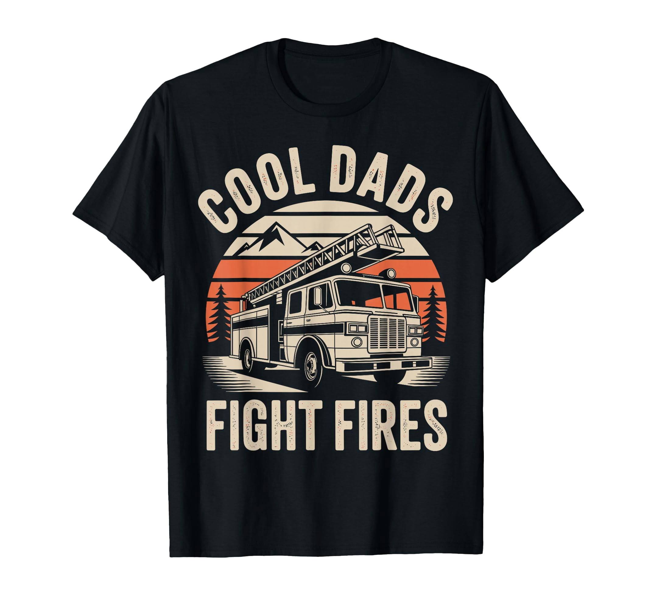 Cool Firefighter Dad T-Shirt with Vintage Fire Truck Design for Proud ...
