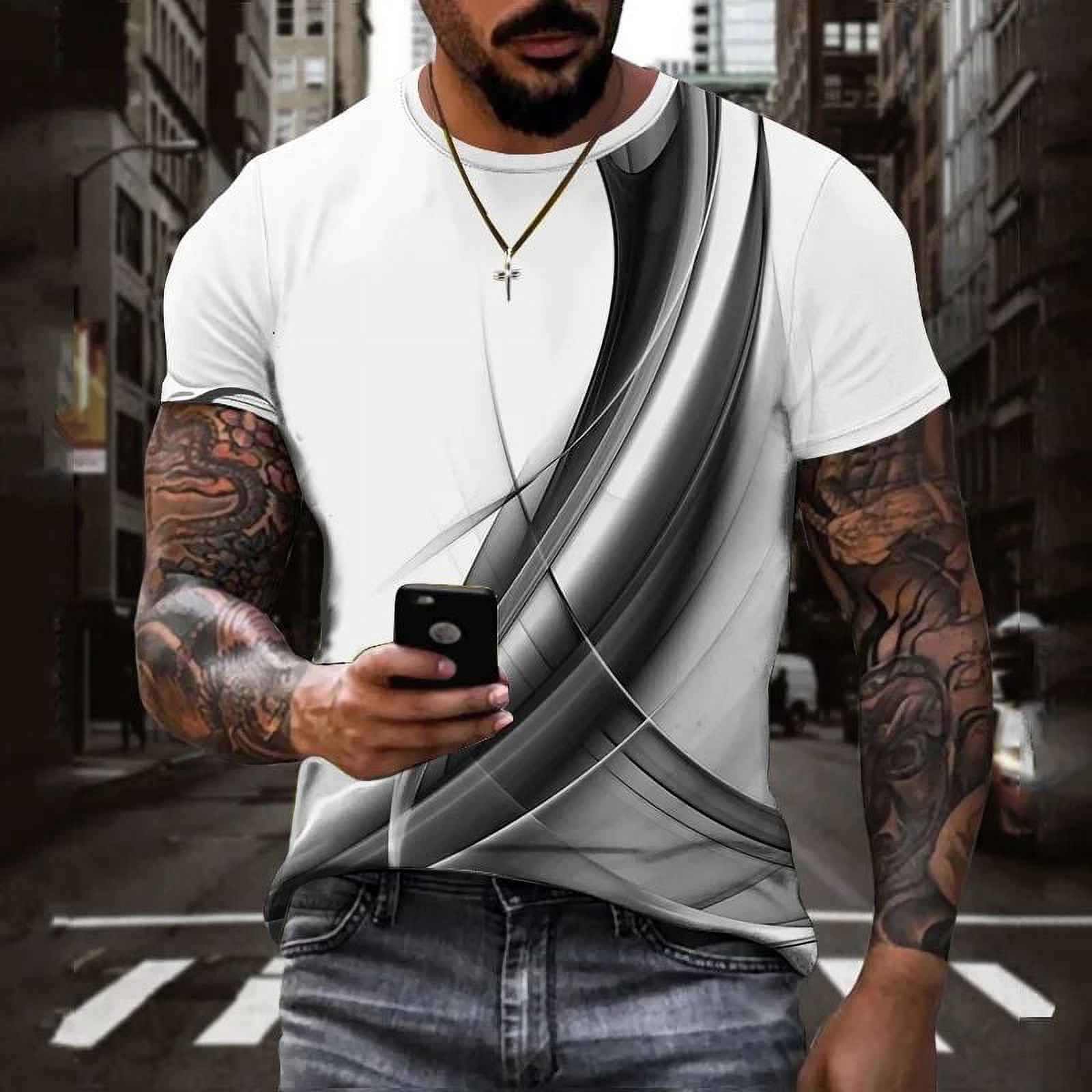 Cool Flame Men 3d Printed Striped T-Shirt Summer Men's Street Fashion ...