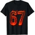 Cool Flaming Number 67 Six Seven Meme for a Kid Graphic Unisex T-Shirt ...