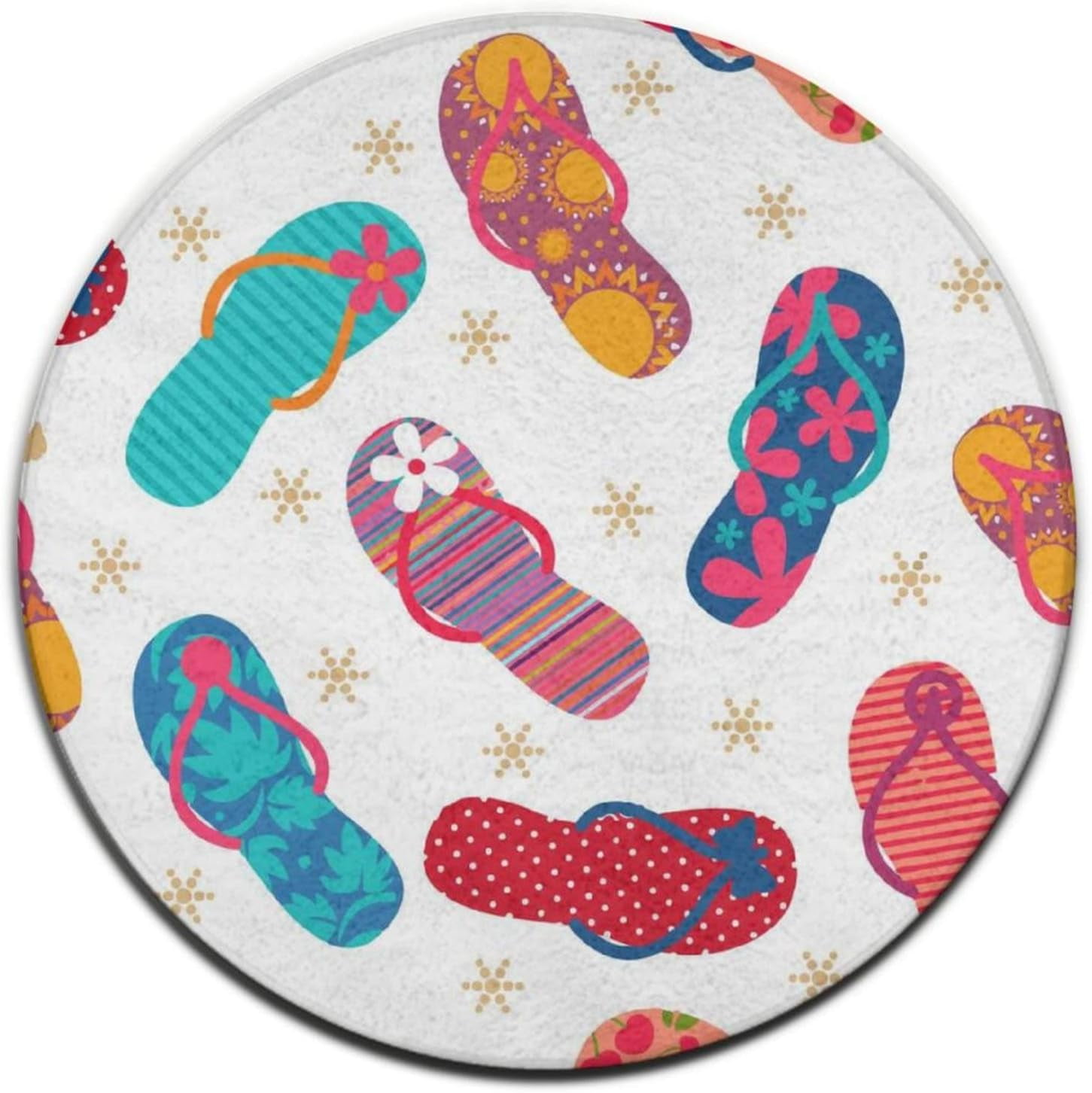 Cool Flip Flops Slippers Round Rug, Fluffy Plush Circle Rug for Living ...