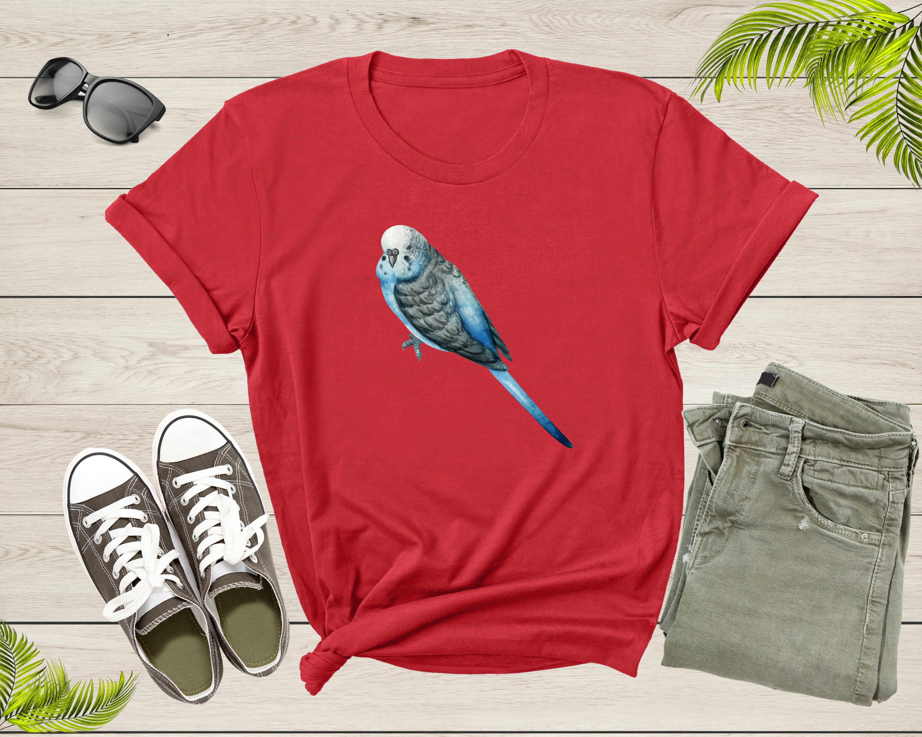 Cool Flying Wings Blue Parakeet Budgie Bird Tropical Animal T-Shirt ...