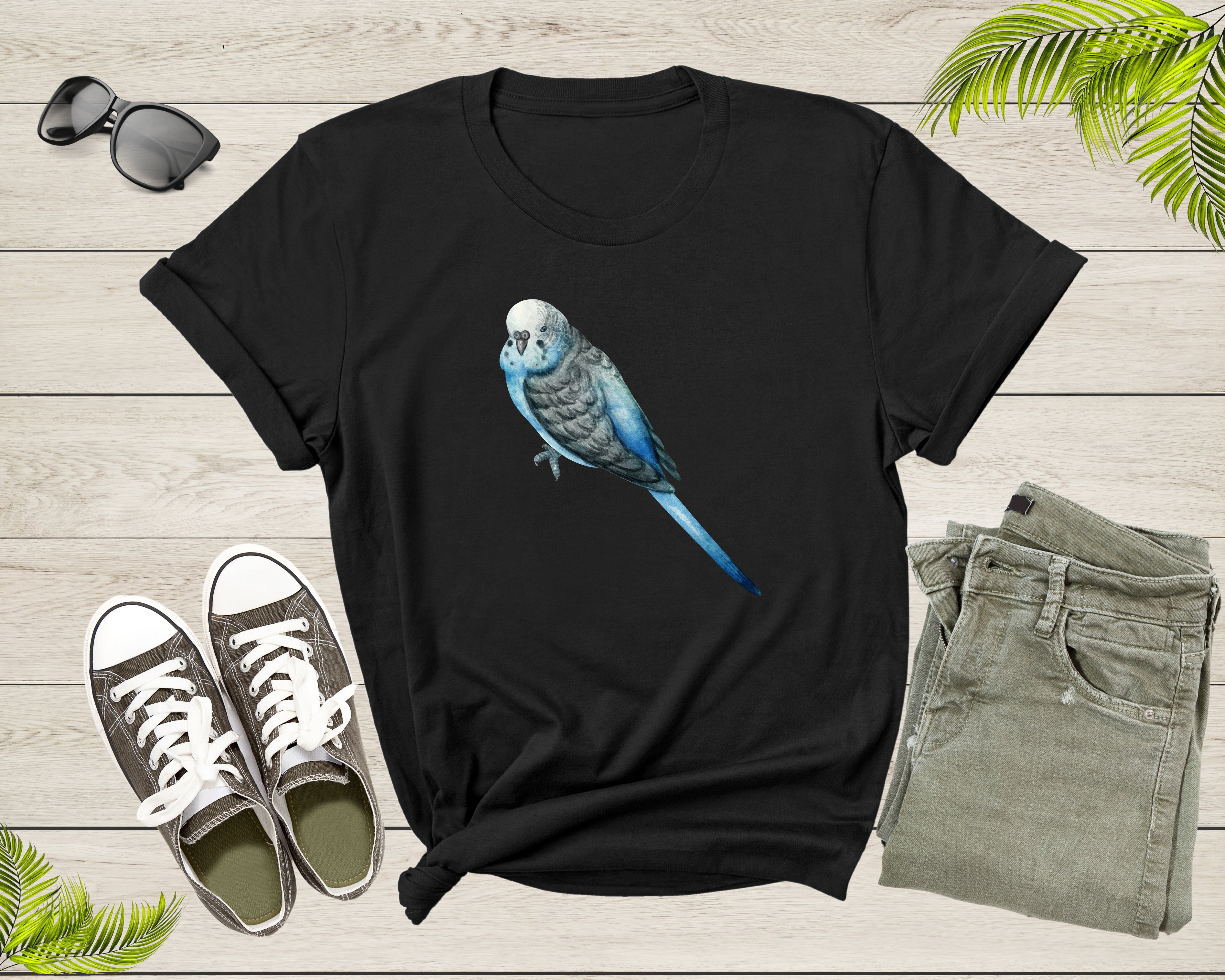 Cool Flying Wings Blue Parakeet Budgie Bird Tropical Animal T-Shirt ...