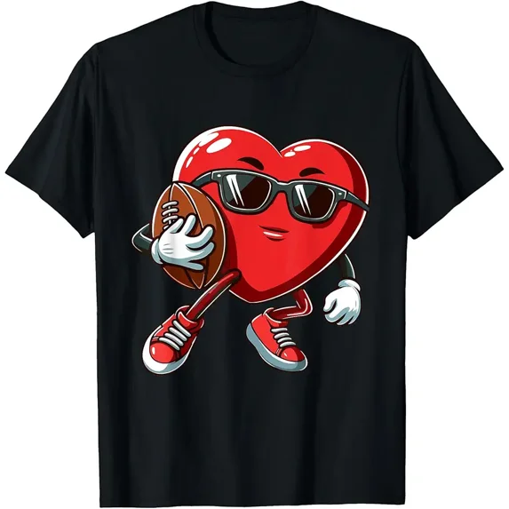 Cool Football Heart Player Men Graphic Short Sleeve Valentine T-Shirt ...