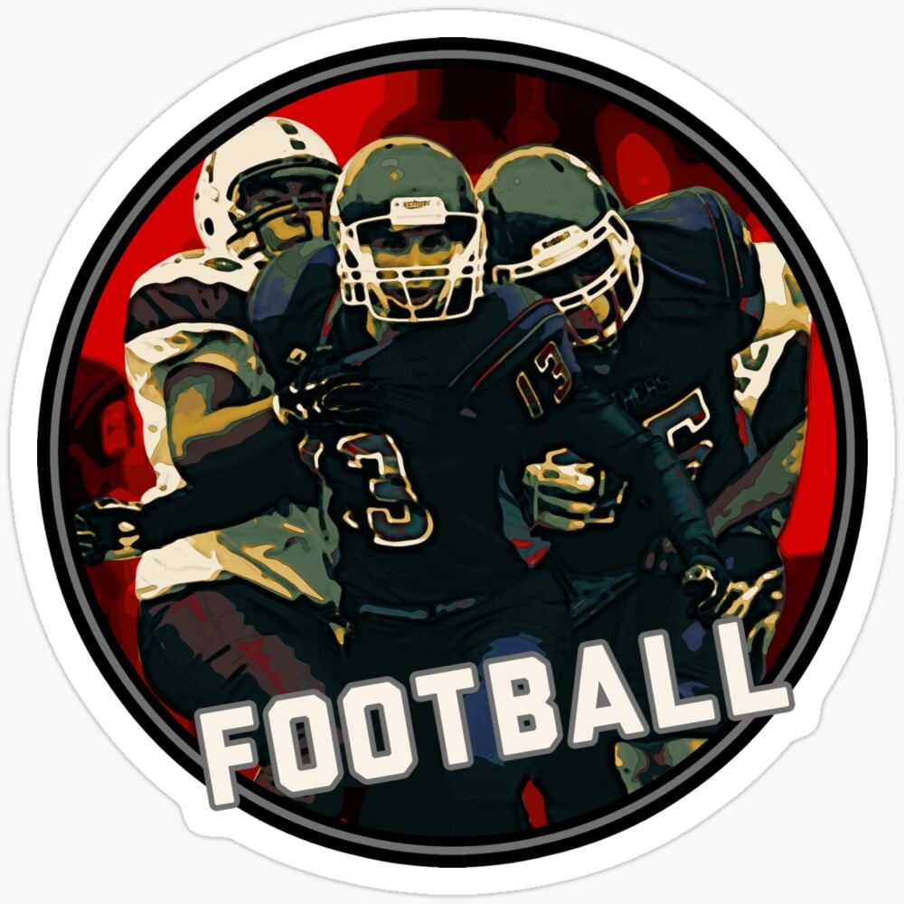 Cool Football Season Red Art Graphic Youth Football Designed Sticker ...