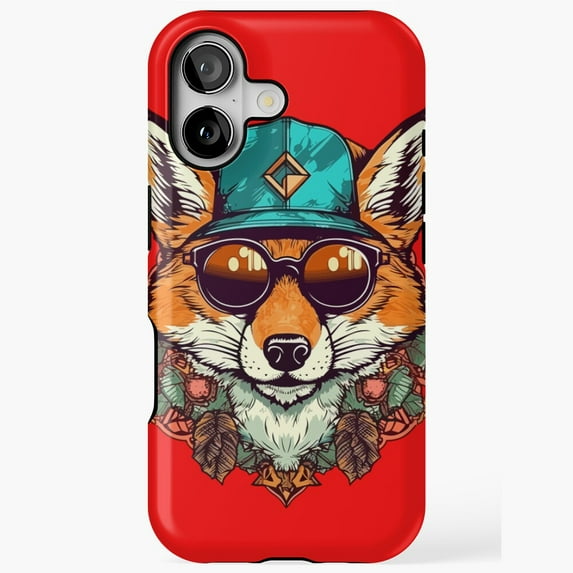 Cool Fox in Cap and Glasses Art Phone Case with iPhone 17 to 11 Pro Max ...
