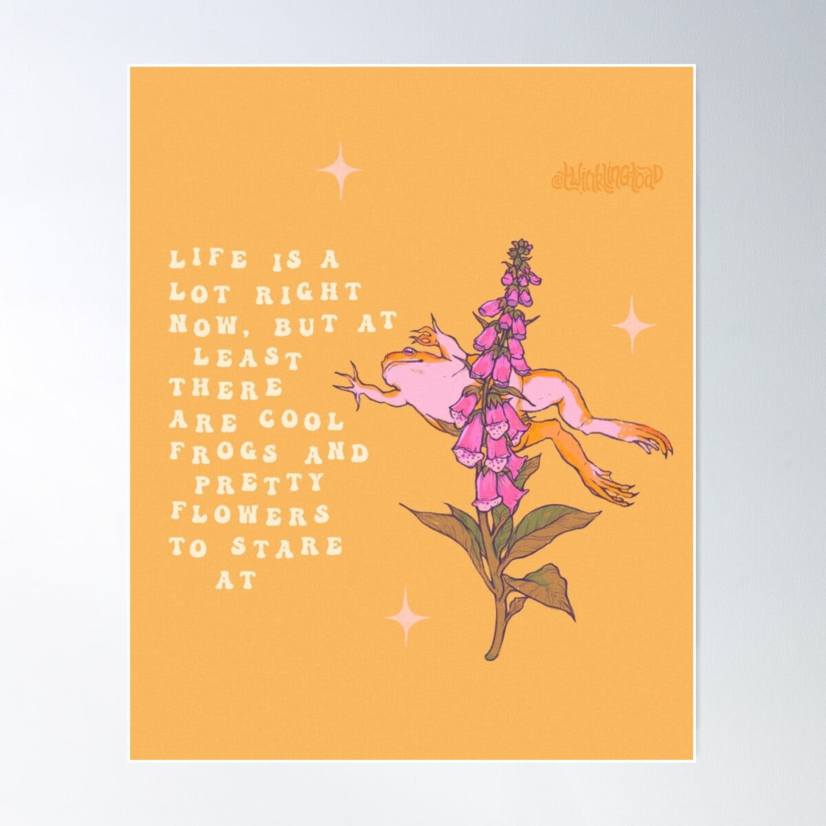 Cool Frogs And Pretty Flowers! Poster Wall Art, Modern Wall Decor For ...