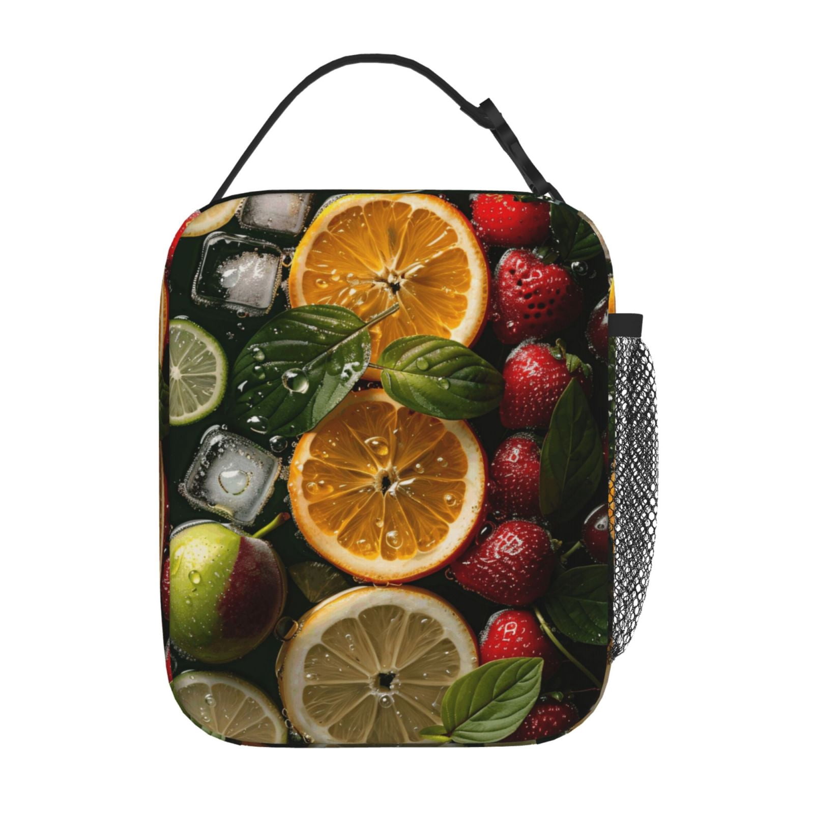 Cool Fruit Ice Cubes Lemon Summer Lunch Bag Tote Bag Portable Insulated ...