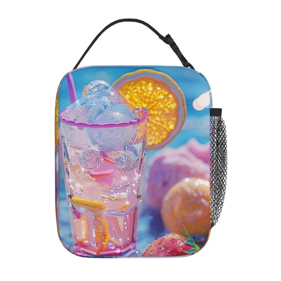 Cool Fruit Ice Cubes Lemon Summer Lunch Bag Tote Bag Portable Insulated ...