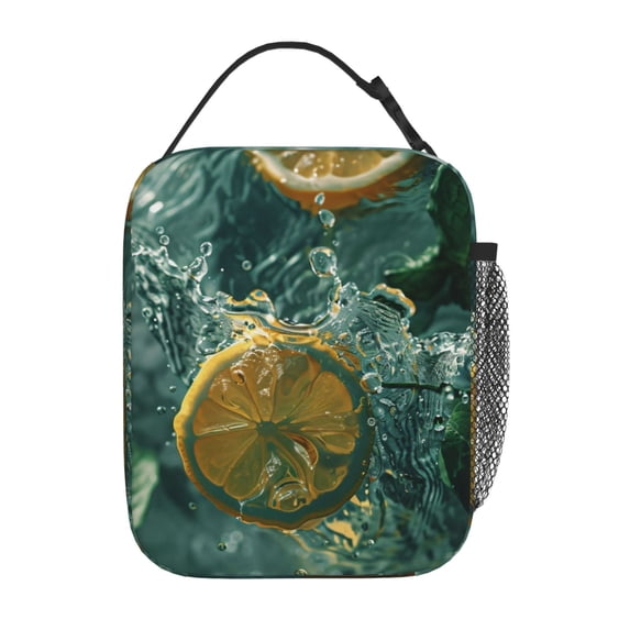 Cool Fruit Ice Cubes Lemon Summer Lunch Bag Tote Bag Portable Insulated ...