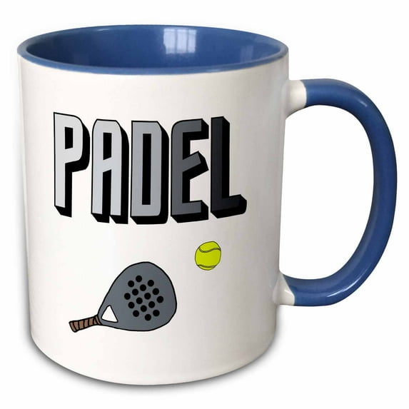 3drose, Cool Fun Padel Racket and Ball and Padel Text Sports Art, 11oz ...