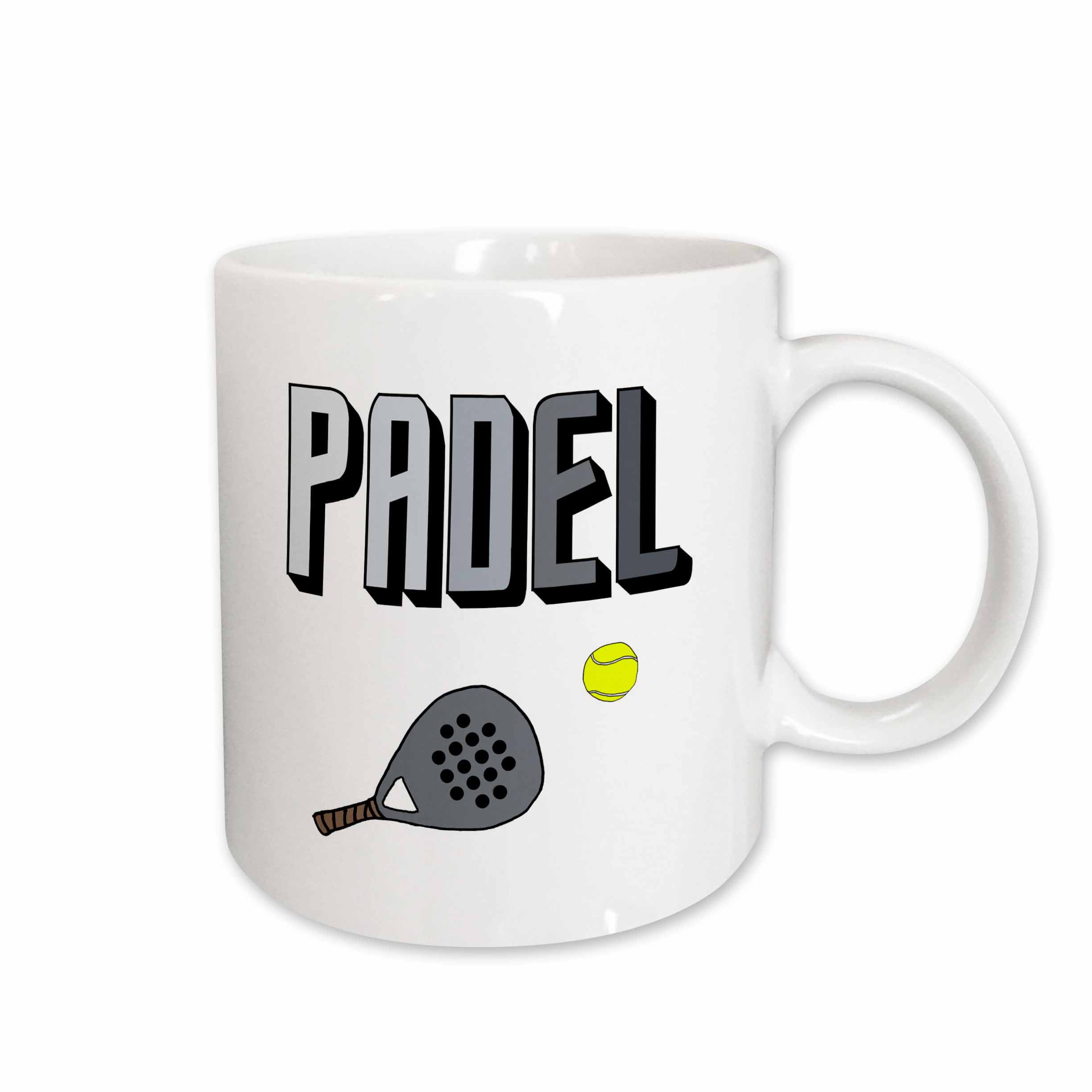 3drose, Cool Fun Padel Racket and Ball and Padel Text Sports Art, 15oz ...