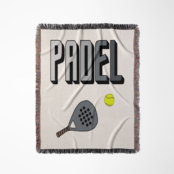 Cool Fun Padel Racket And Ball And Padel Text Sports Art, Woven Blanket ...