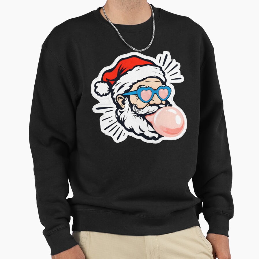 Cool Fun St. Nick Claus Unisex Sweatshirt Heart Glasses Bubble Gum ...