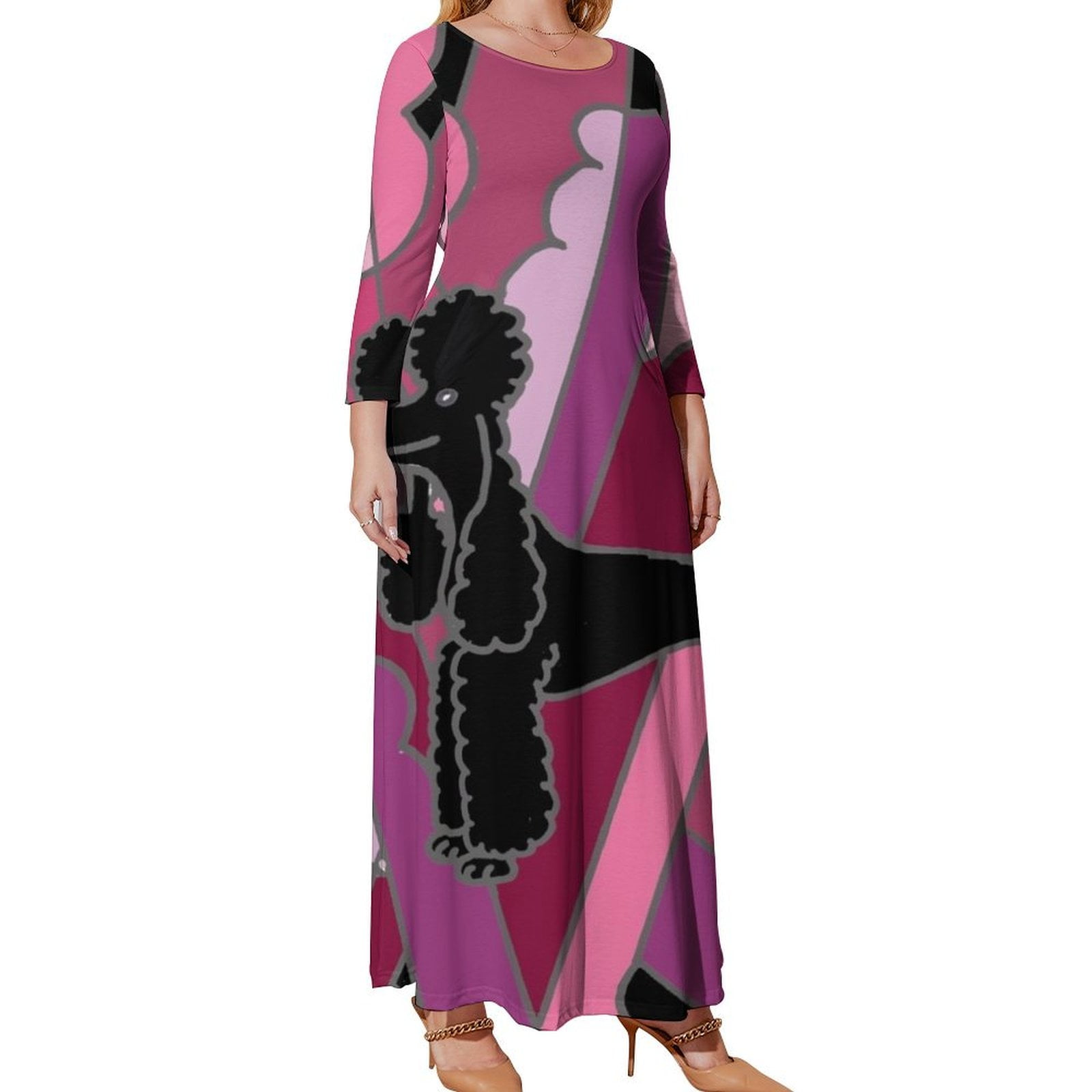 Cool Funky Black Poodle Abstract Art Long Sleeved Dress chic and ...