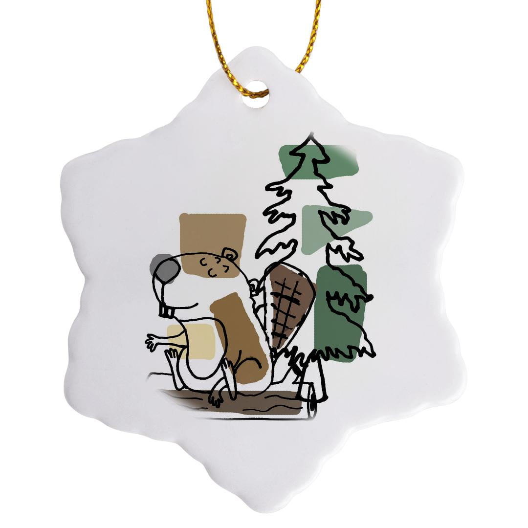 3drose, Cool Funny Beaver and Spruce Tree Nature Abstract Line Art ...
