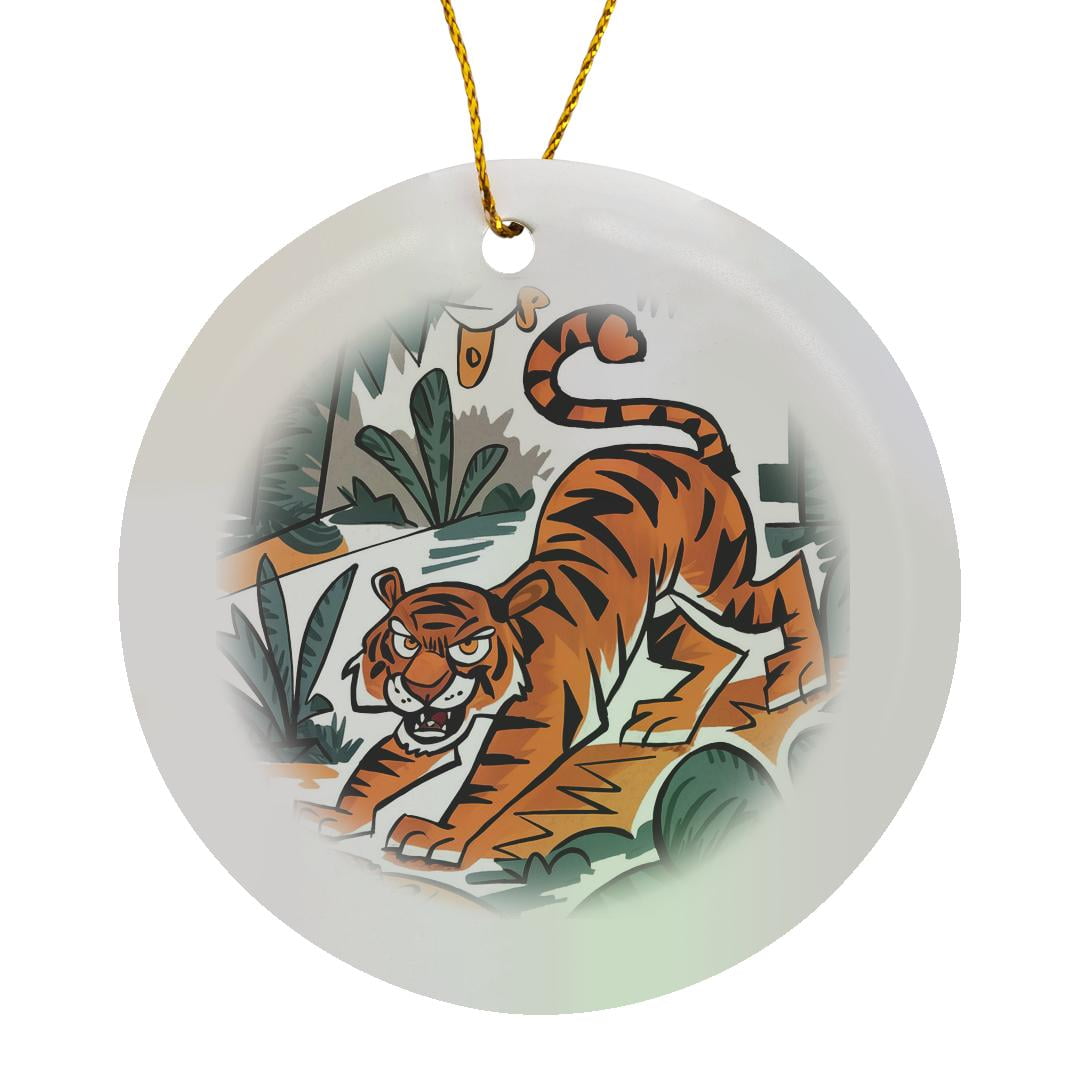 3drose, Cool Funny Colorful Leaping Tiger Jungle Cat Abstract Art ...